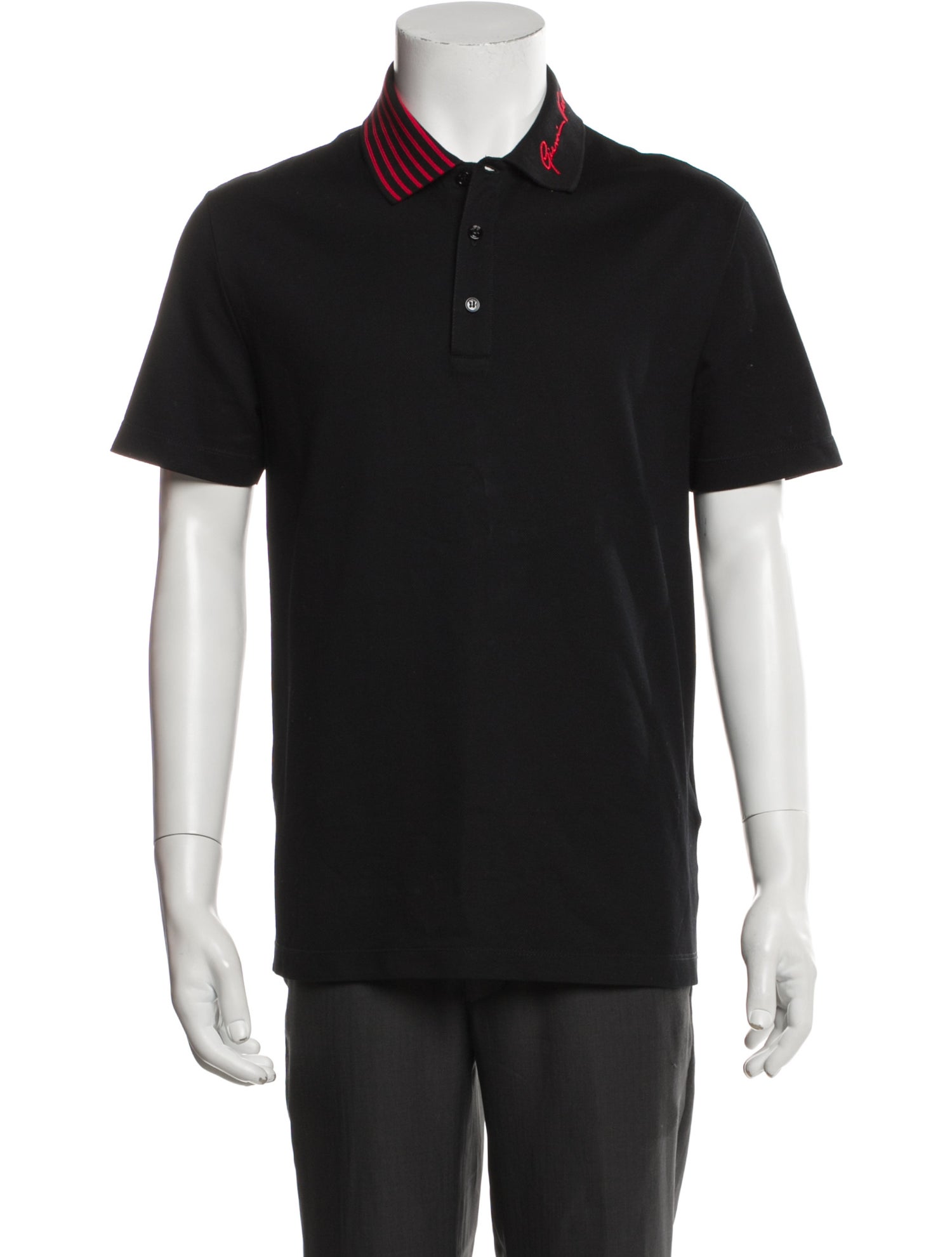 Versace Collar Short Sleeve Polo Shirt - Black Polos, Clothing ...