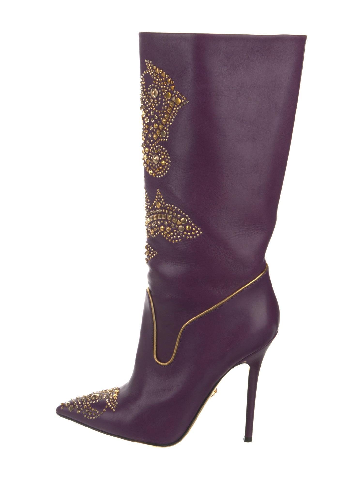 Versace Leather Patterned Boots - Purple Boots, Shoes - VES189907 | The ...
