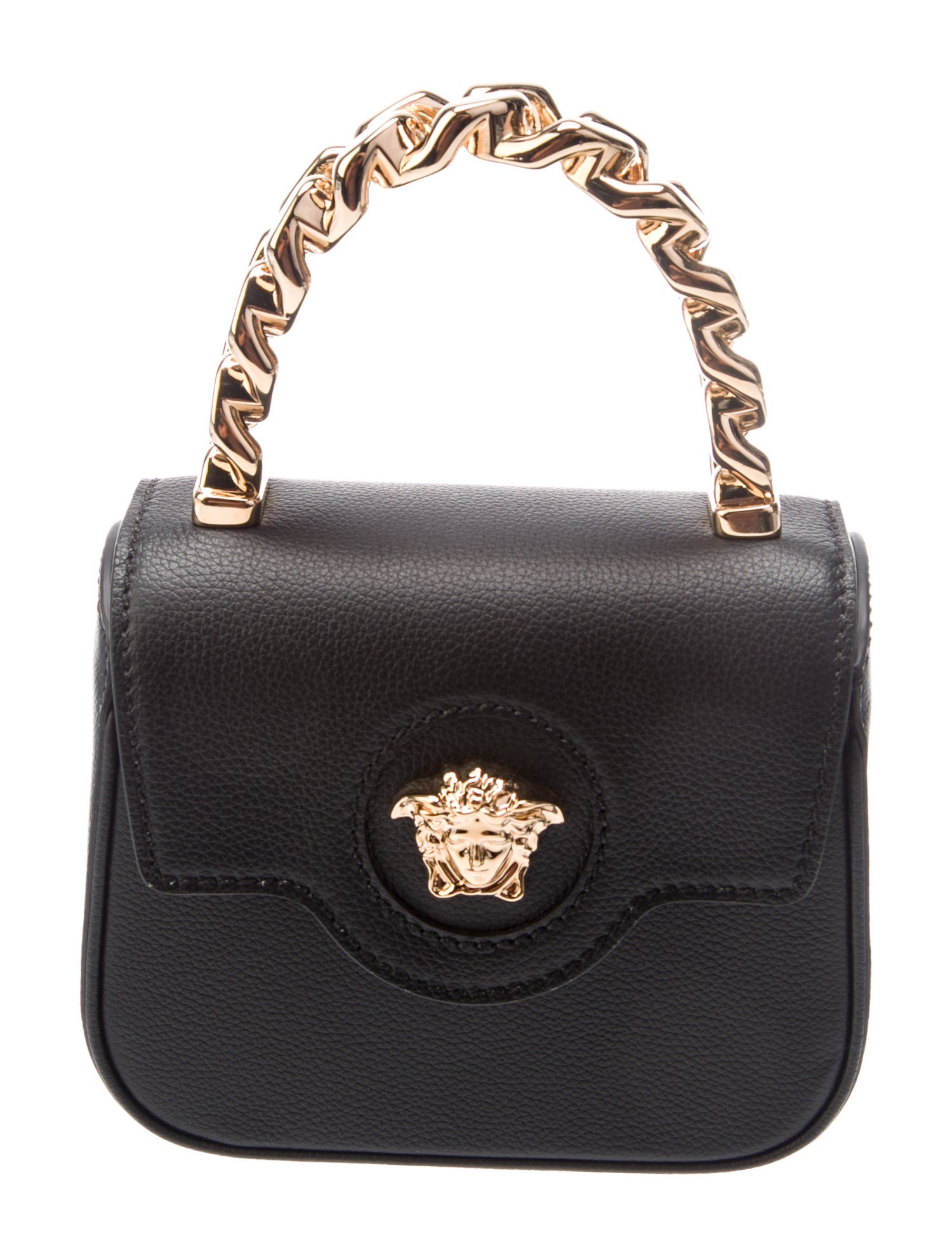 Versace Leather Top Handle Bag - Black Handle Bags, Handbags ...