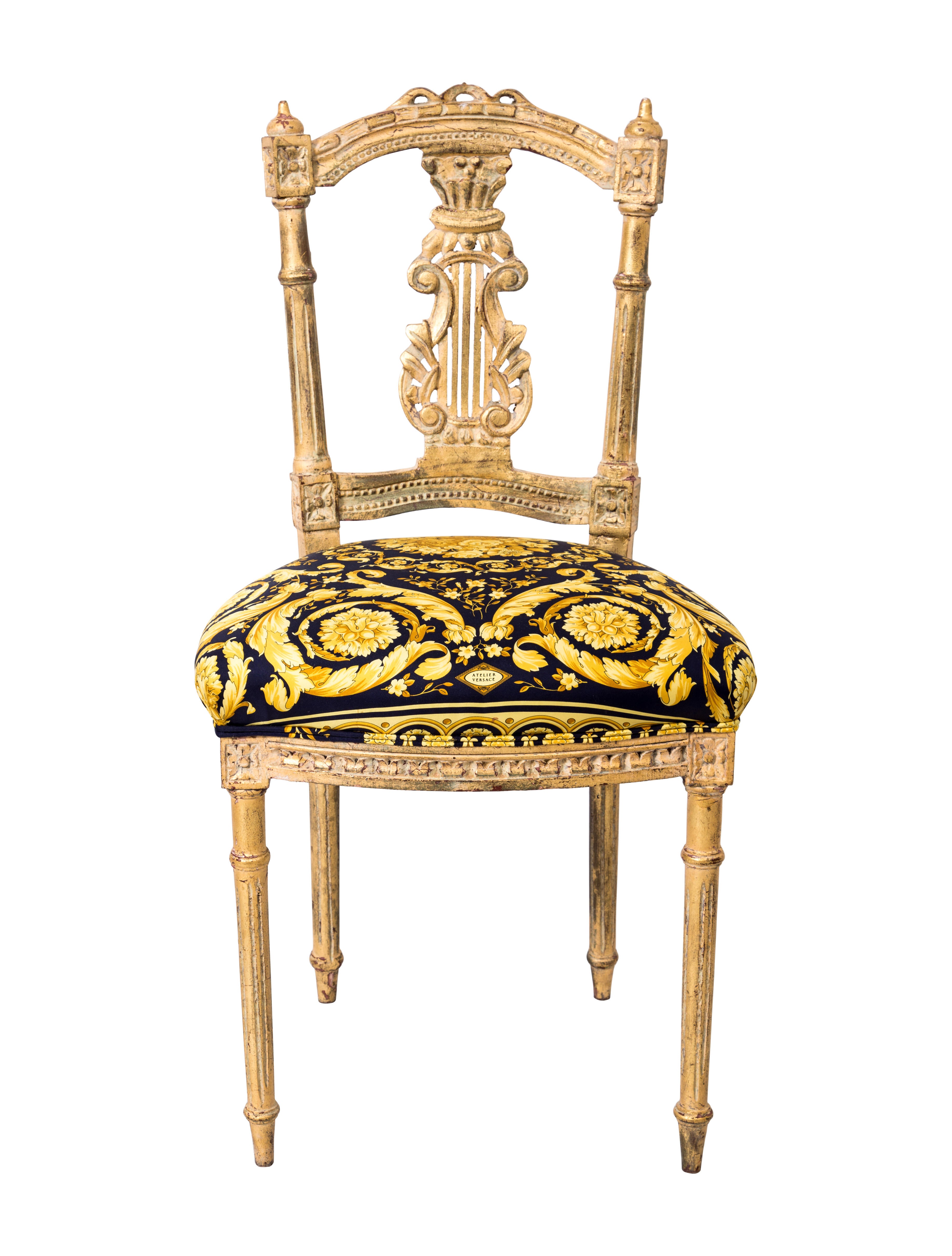 Versace Giltwood Side Chair - Black Seating, Furniture - VES29022 | The ...