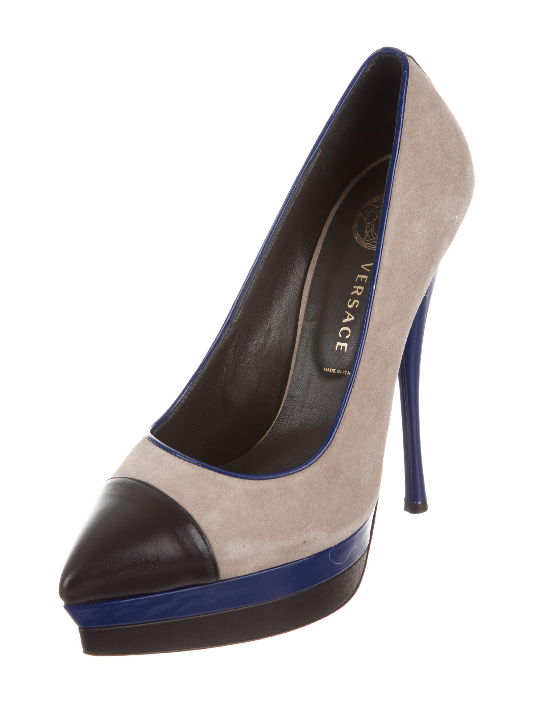 Versace Cap-Toe Platform Pumps - Neutrals Pumps, Shoes - VES29467 | The ...