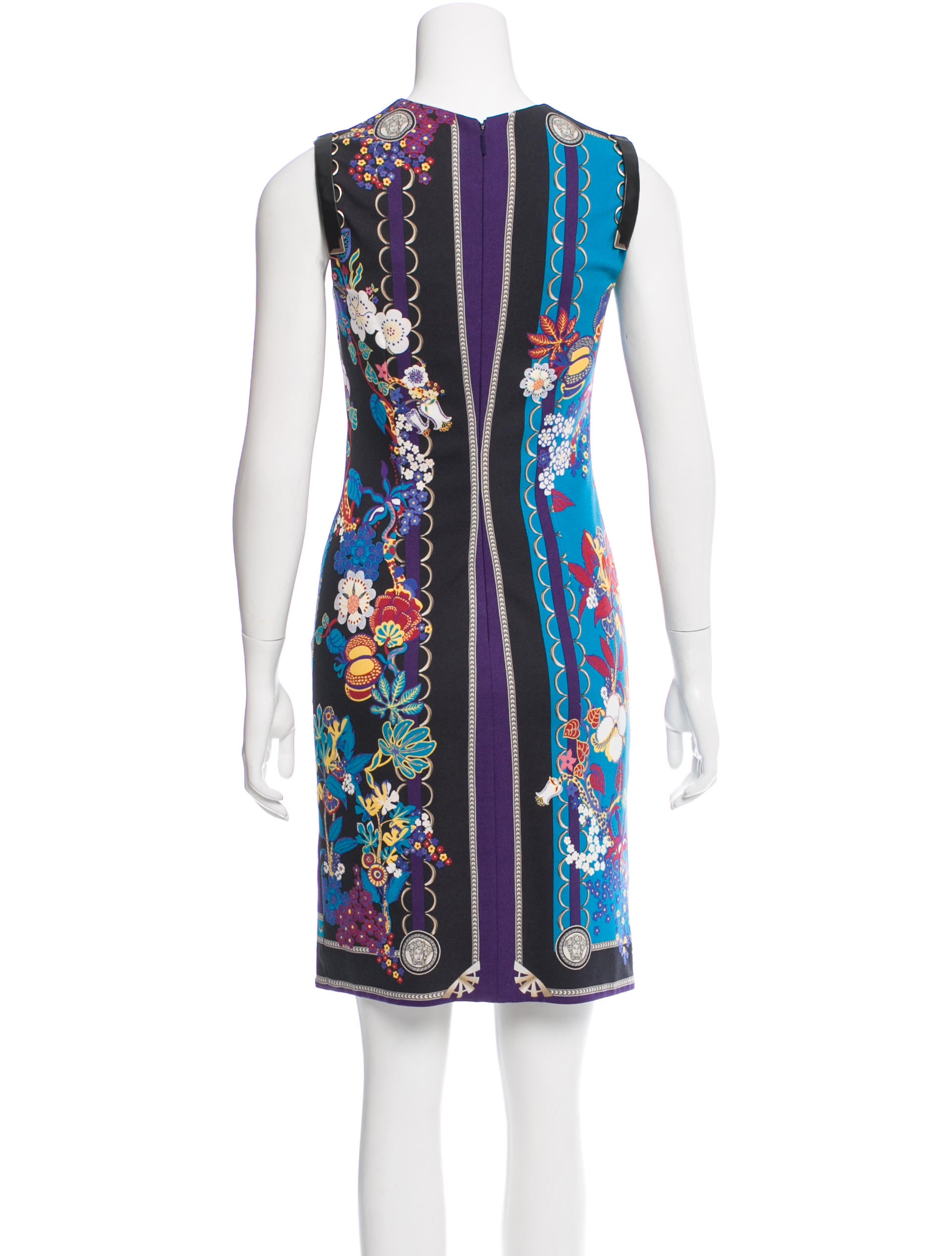 Versace Floral Leather-Trimmed Dress - Clothing - VES29503 | The RealReal