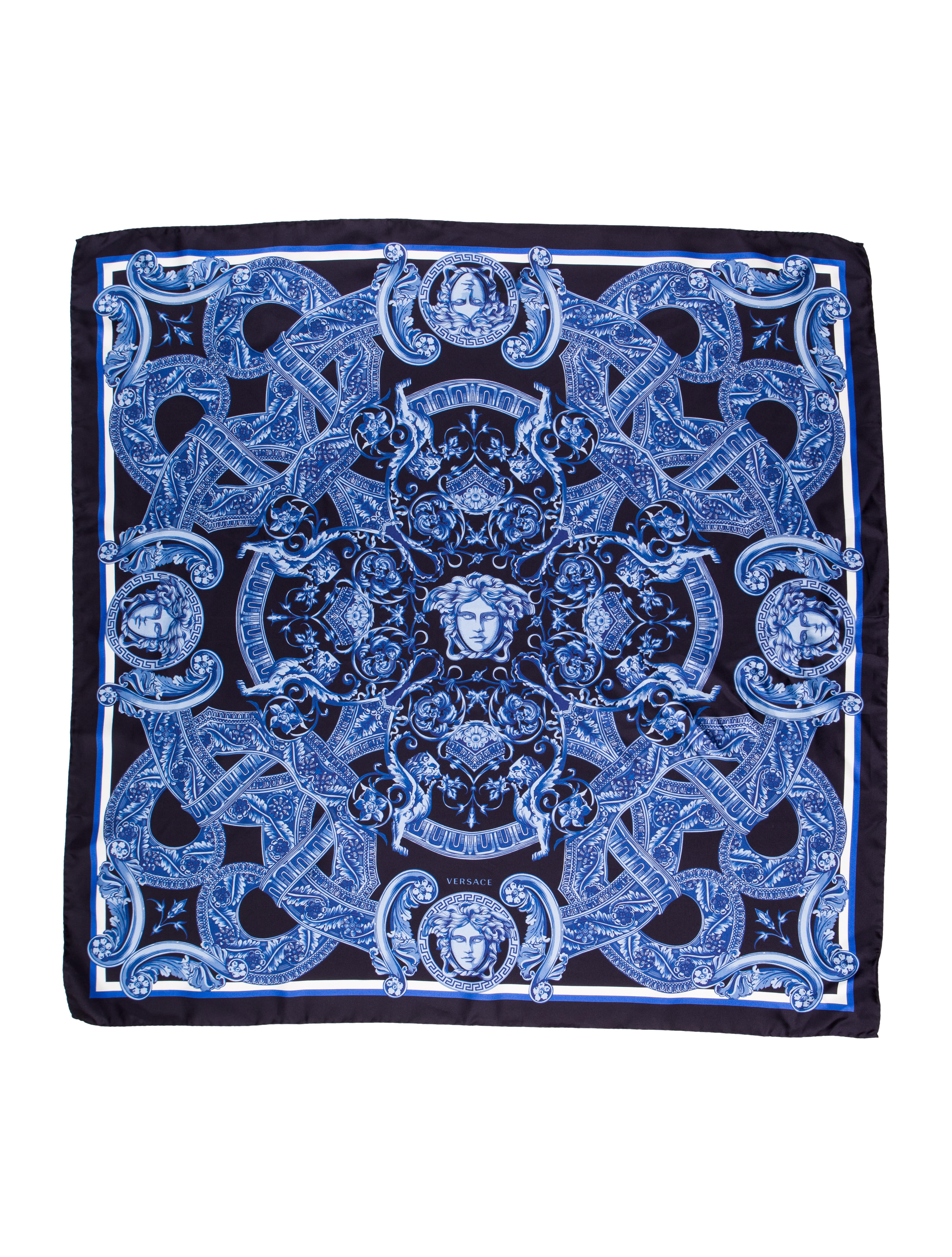 Versace Medusa Silk Scarf - Blue Scarves and Shawls, Accessories ...
