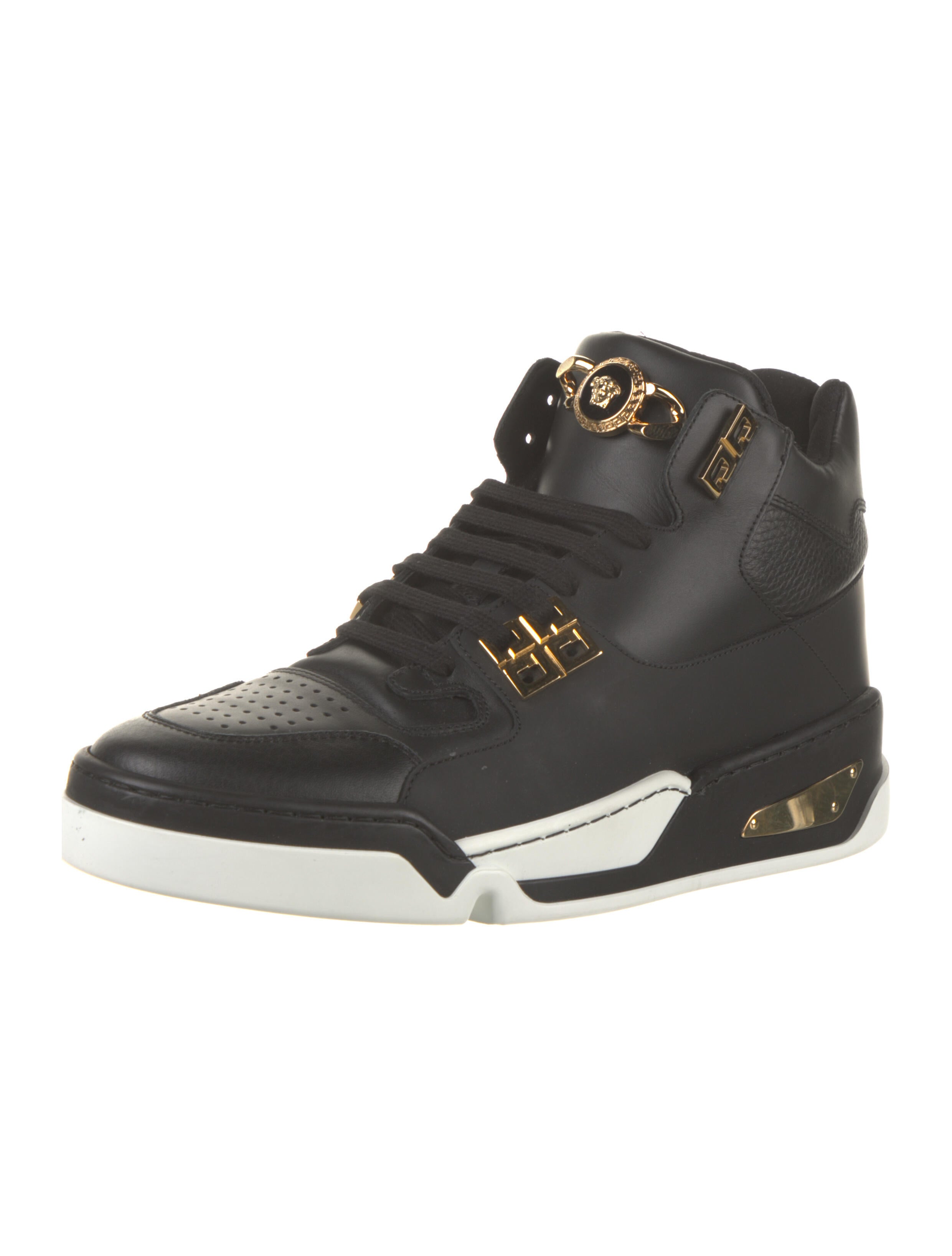 Versace Medusa Insignia Leather Sneakers - Black Sneakers, Shoes ...