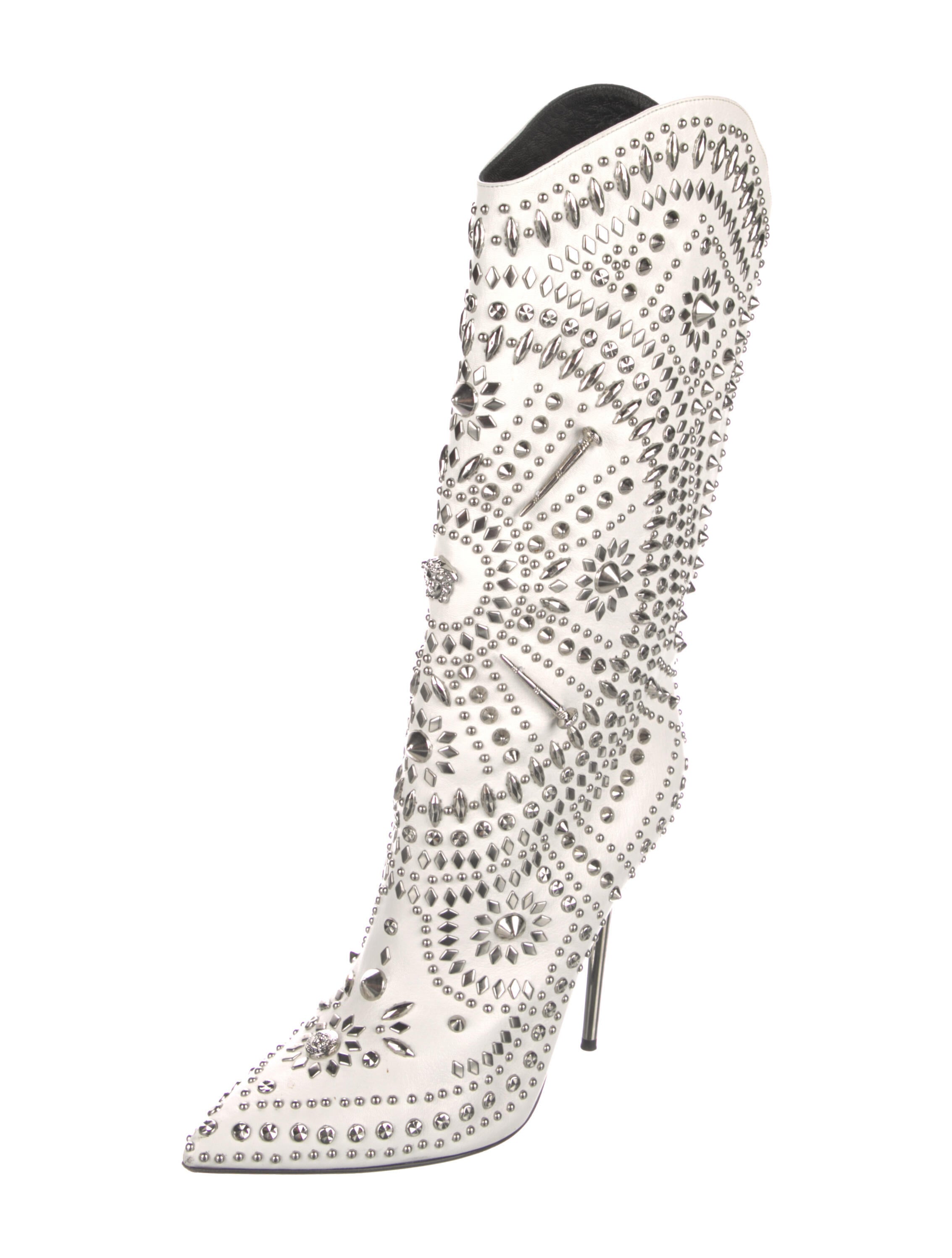 Versace Studded Platform Booties - White Boots, Shoes - VES30262 | The ...