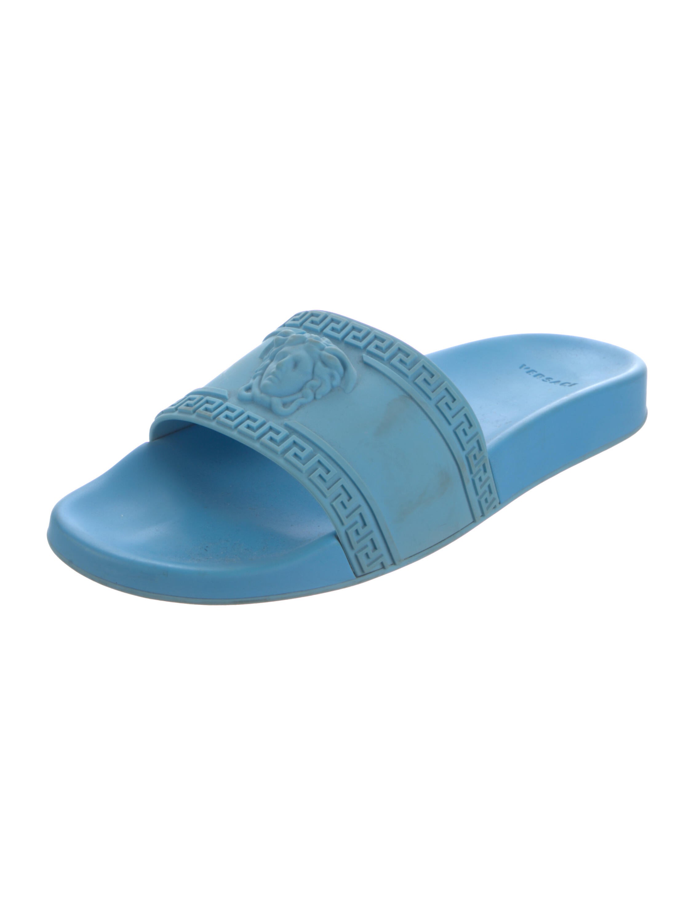 Versace Rubber Slides - Blue Sandals, Shoes - VES97645 | The RealReal