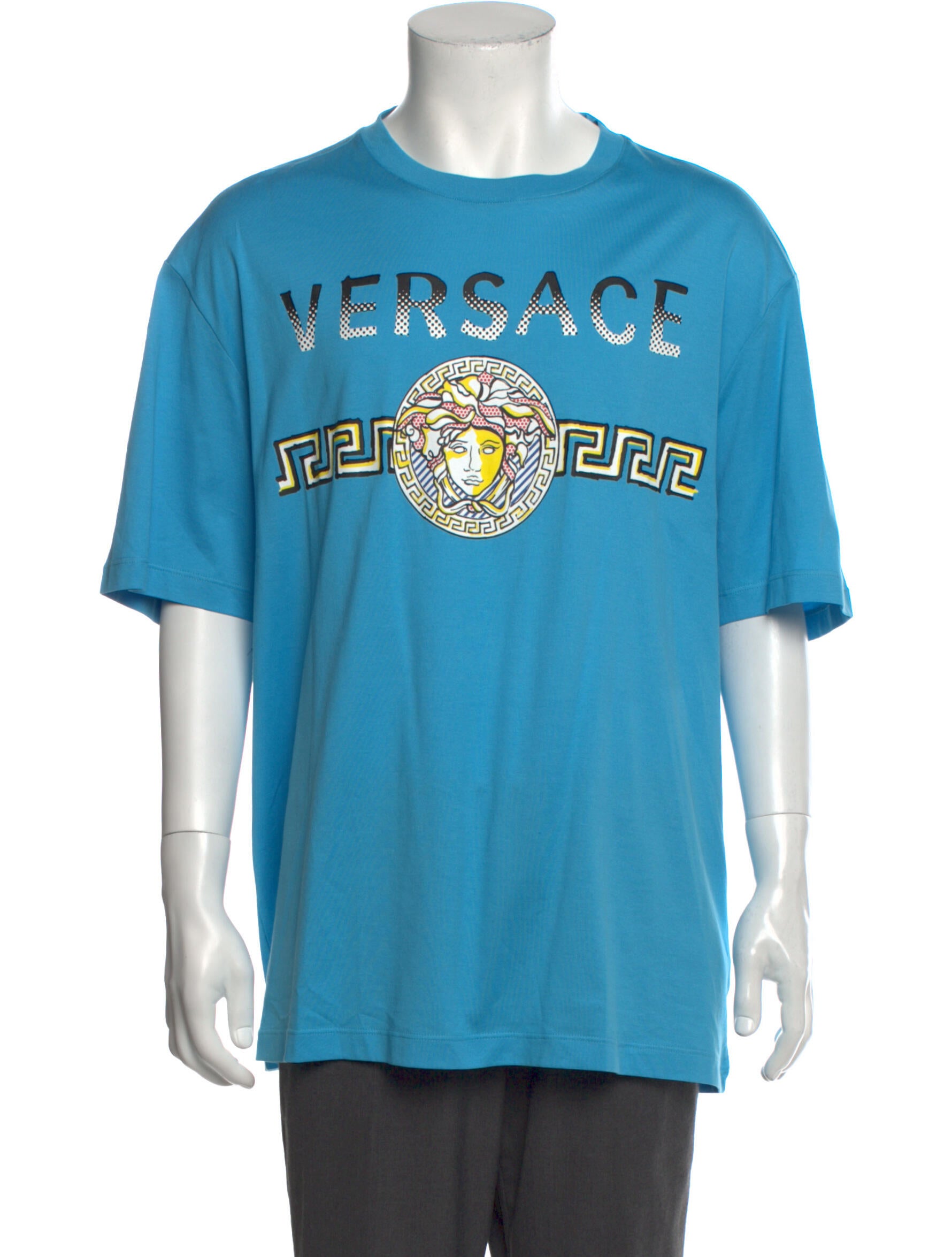 Versace Graphic Print Crew Neck T-Shirt - Blue T-Shirts, Clothing ...