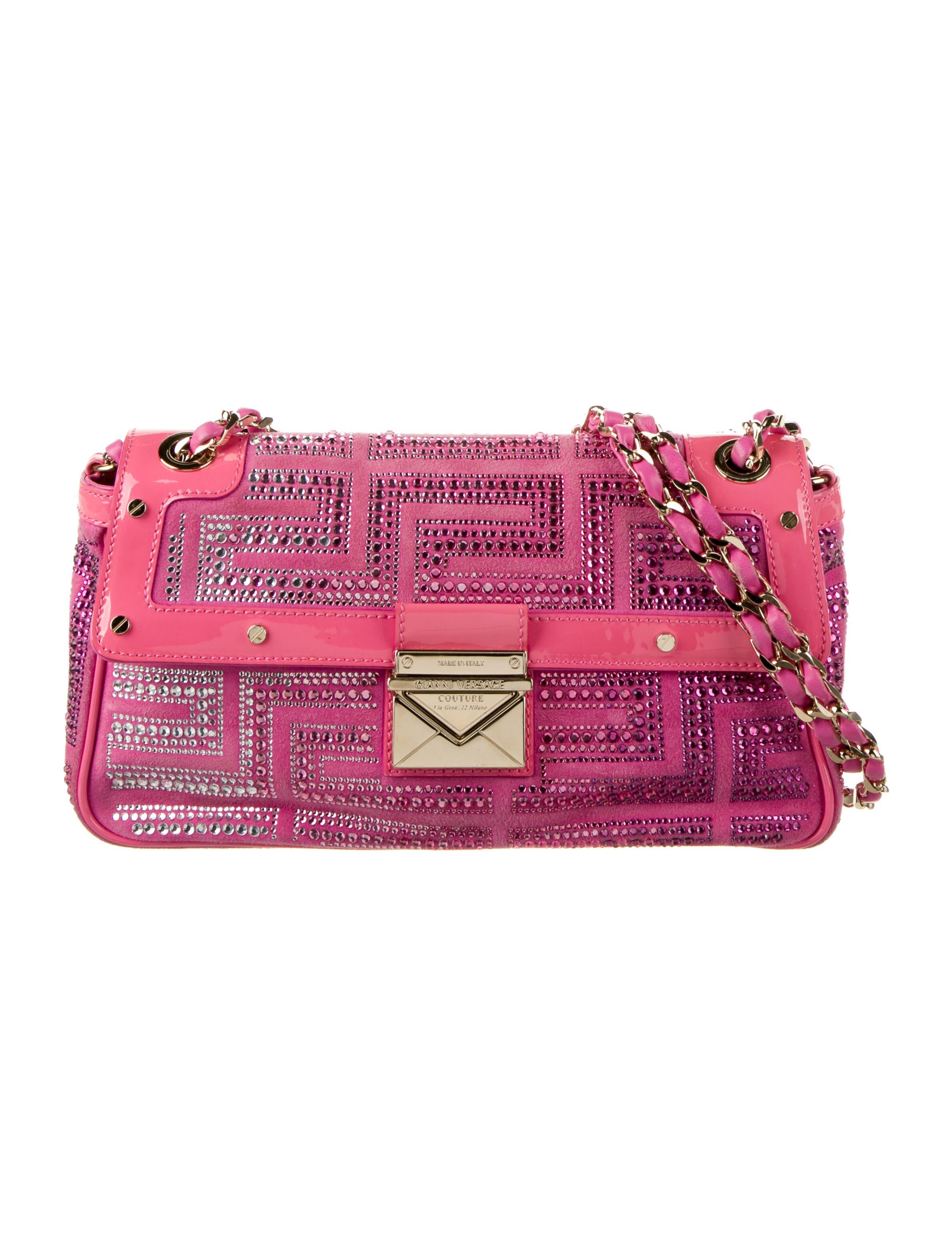 Gianni Versace Suede Shoulder Bag - Pink Shoulder Bags, Handbags ...