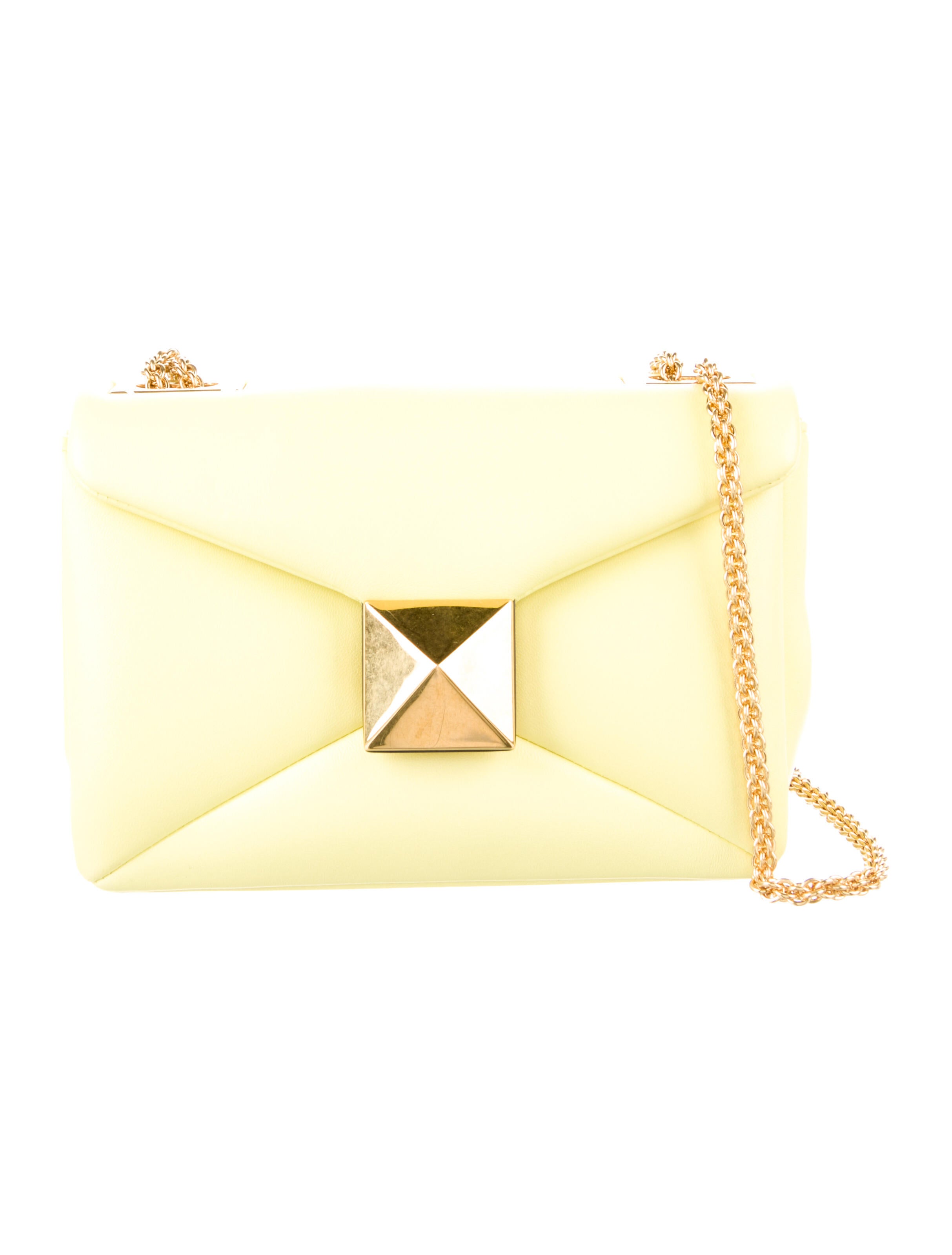 Valentino One-Stud Leather Shoulder Bag - Yellow Shoulder Bags ...