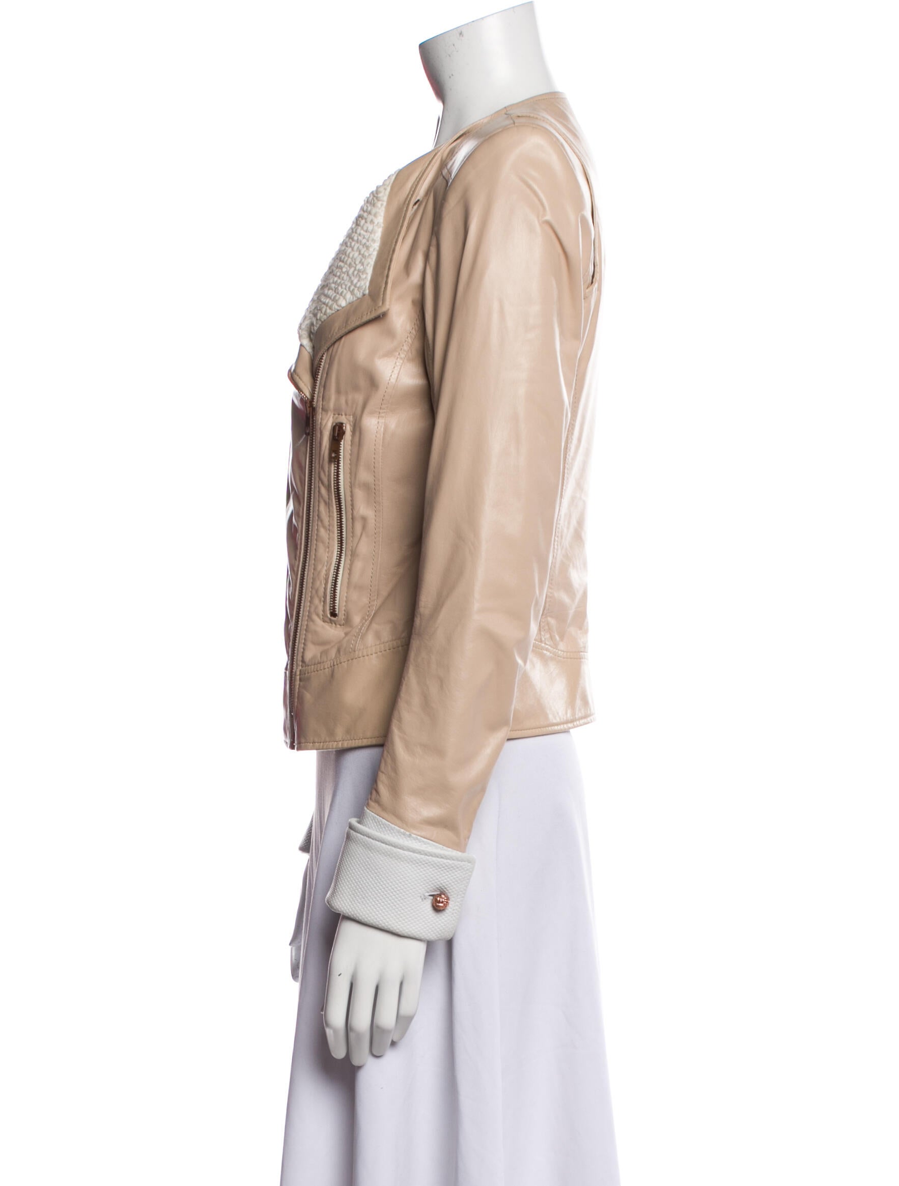Viktor & Rolf Lamb Leather Biker Jacket - Neutrals Jackets, Clothing - VIK24728 | The RealReal