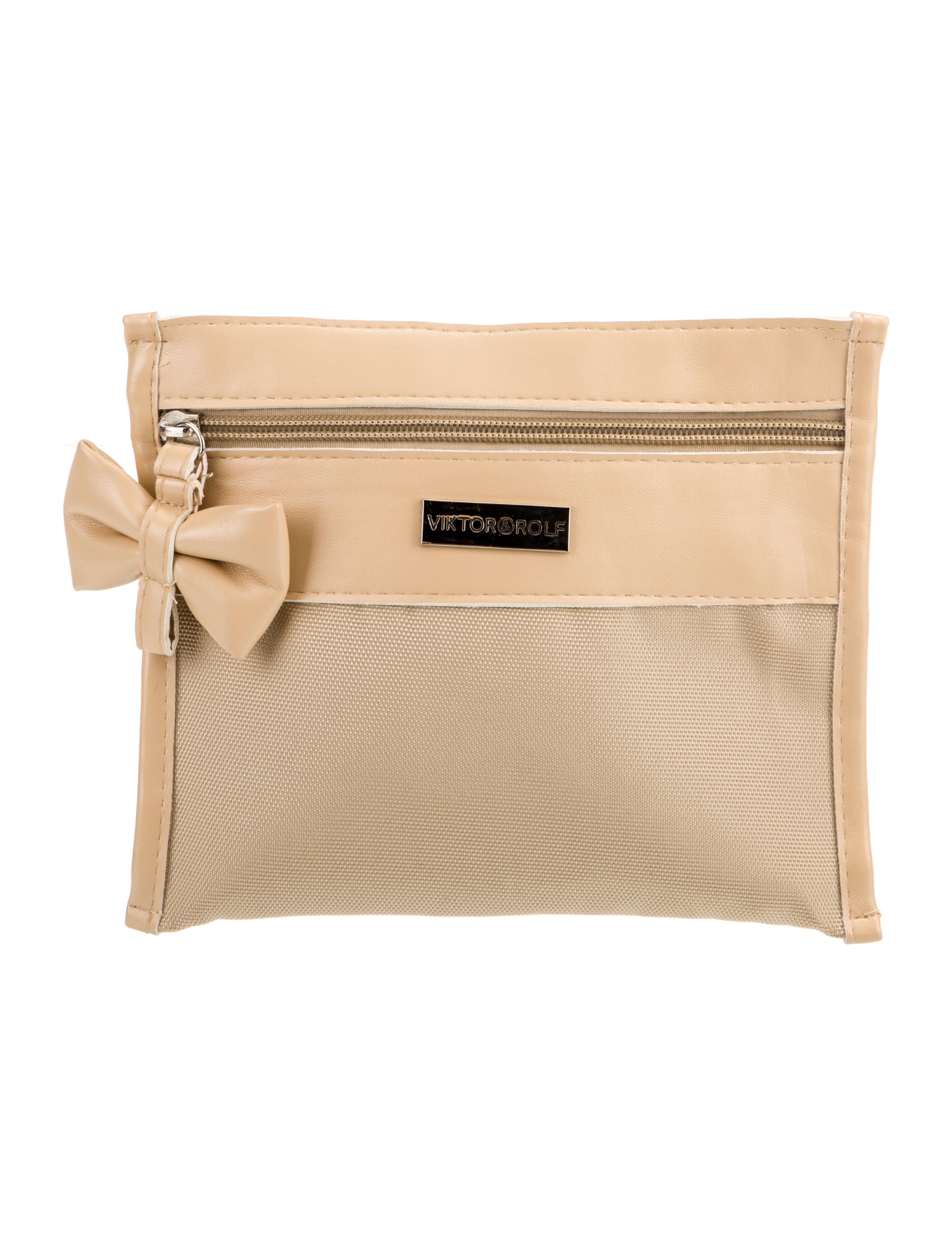 Viktor & Rolf Leather Trimmed Clutch Bag - Neutrals Clutches, Handbags ...