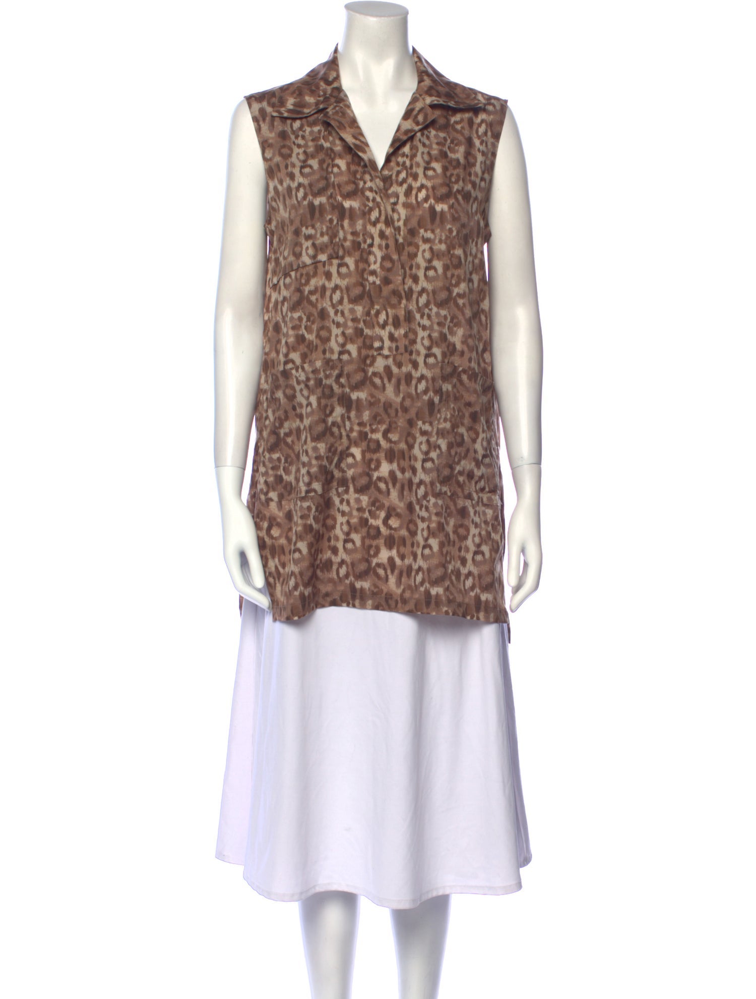 Victor Alfaro Animal Print Sleeveless Tunic - Neutrals Tops, Clothing ...