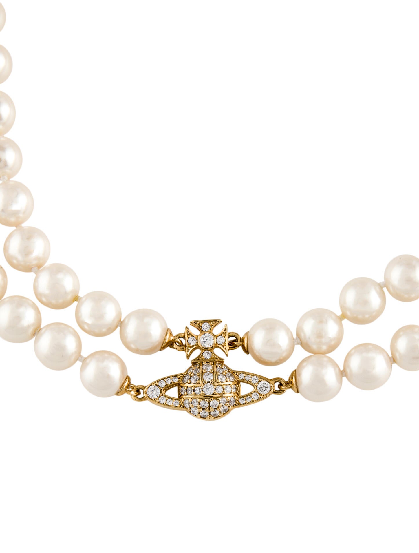 Christian Dior Faux Pearl Mise en Dior Collar Necklace - White, Gold ...