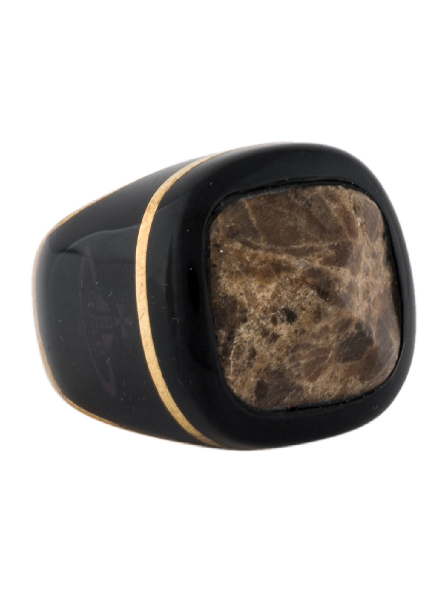 Vivienne Westwood Stone & Enamel Signet Ring - Black, Gold-Plated ...