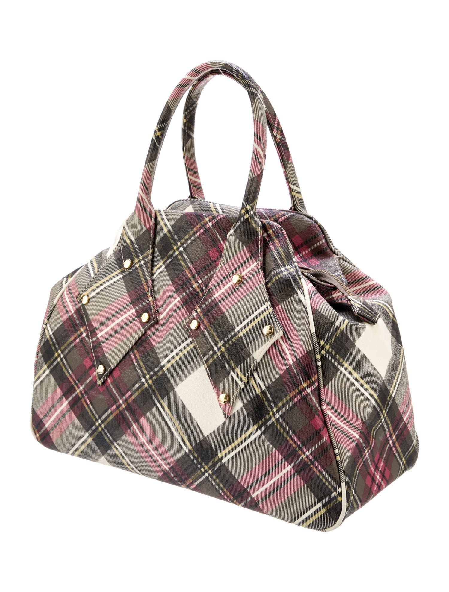 Vivienne Westwood Plaid Coated Canvas Tote Bag - Pink Totes, Handbags ...