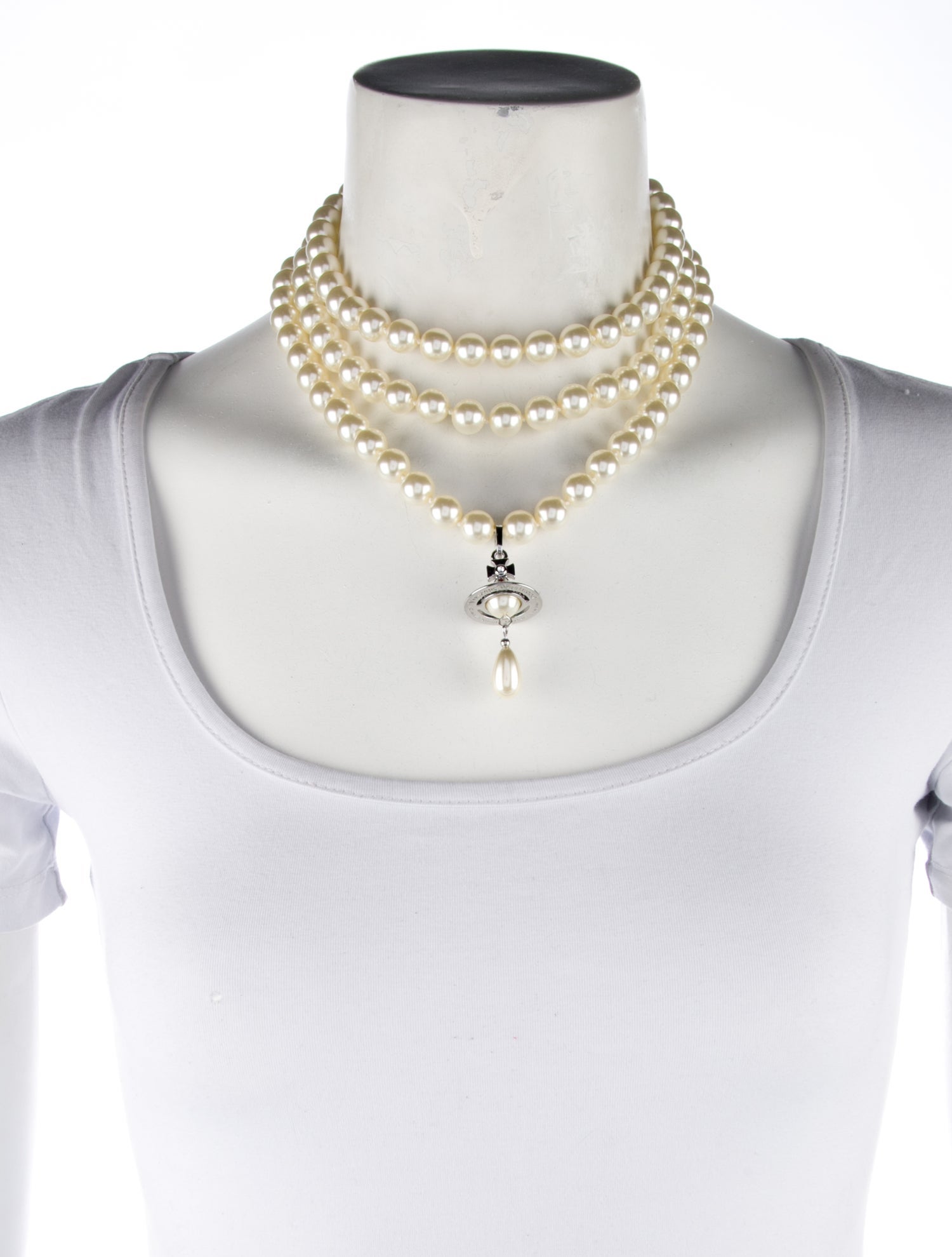 Vivienne Westwood Three Row Faux Pearl Drop Choker Necklace - Green ...