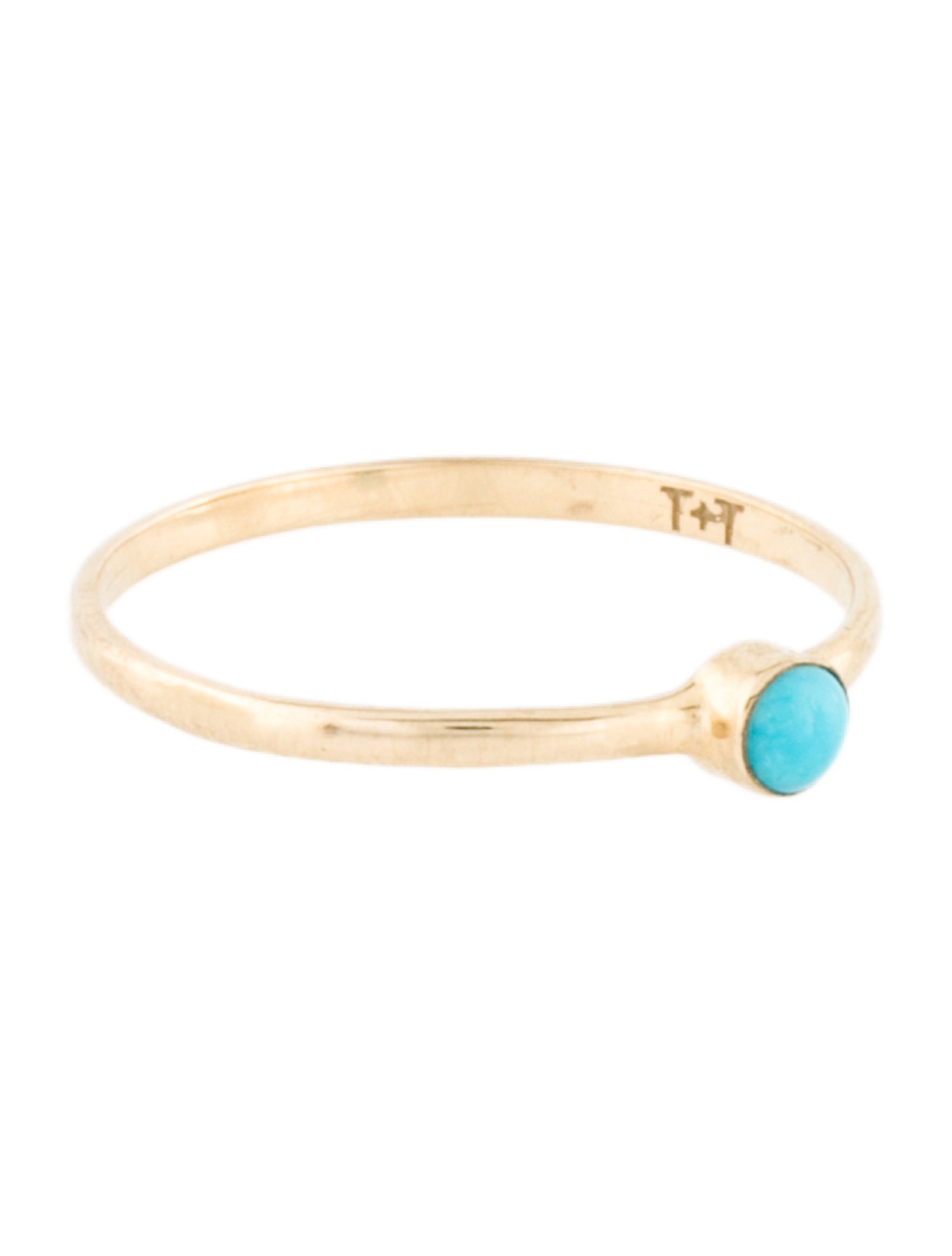 Turquoise and Tobacco 14K Turquoise Stacker Ring - 14K Yellow Gold Band ...