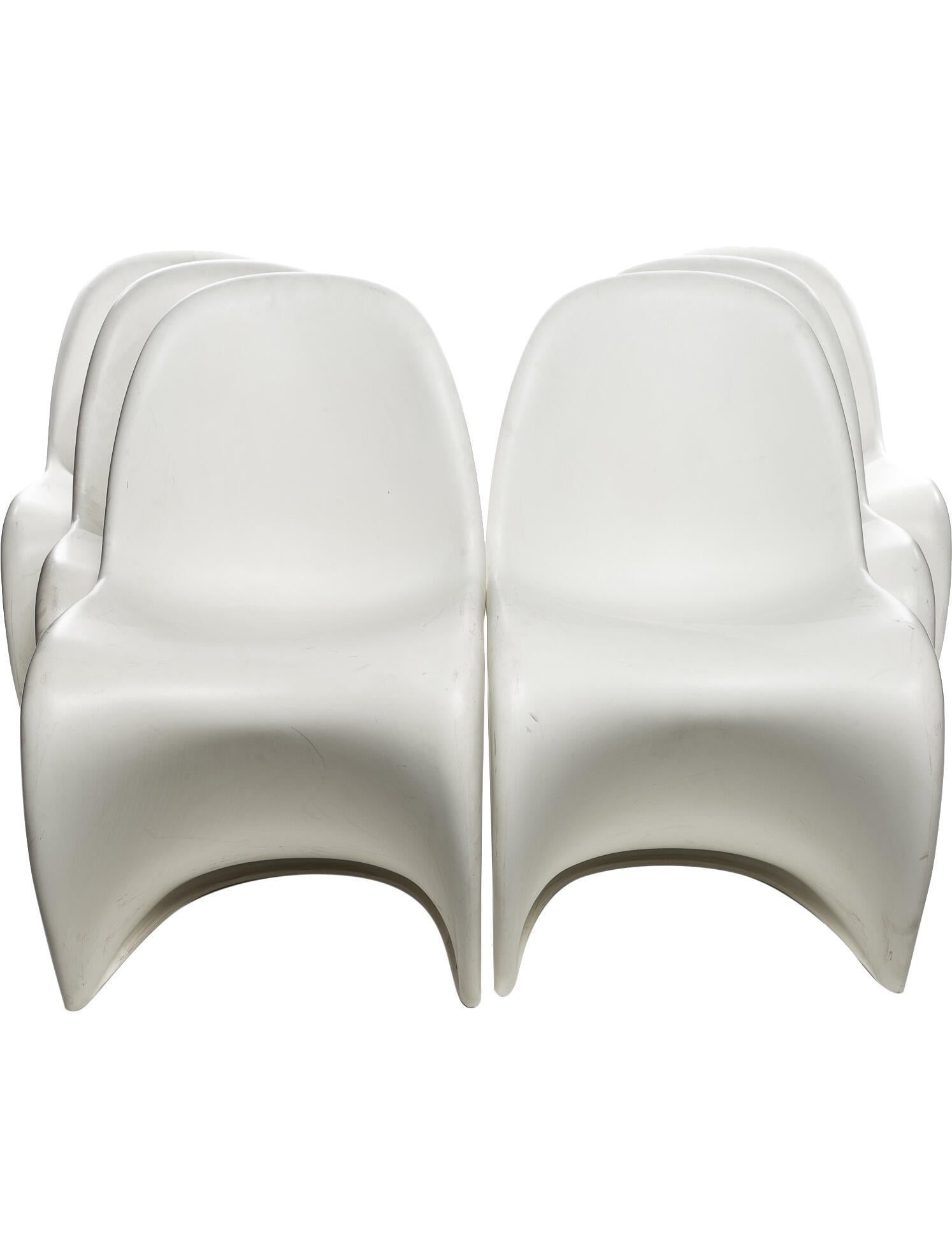 Verner Panton Molded Plastic Chairs - White, 6 pieces Seating ...