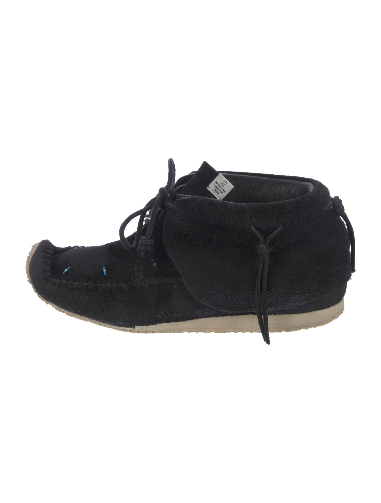 Visvim Suede Beaded Accents Loafers - Black Loafers, Shoes - VSM23402 ...