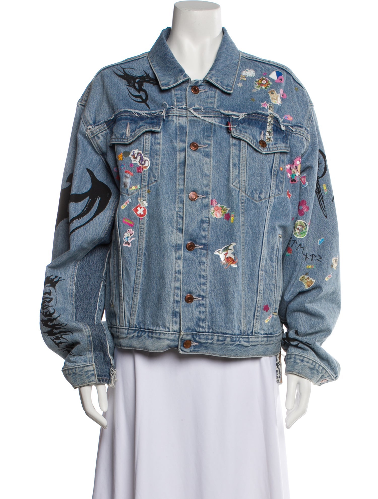 Vetements x Levi's Tribal Stickers Denim Printed Denim Jacket - Blue ...