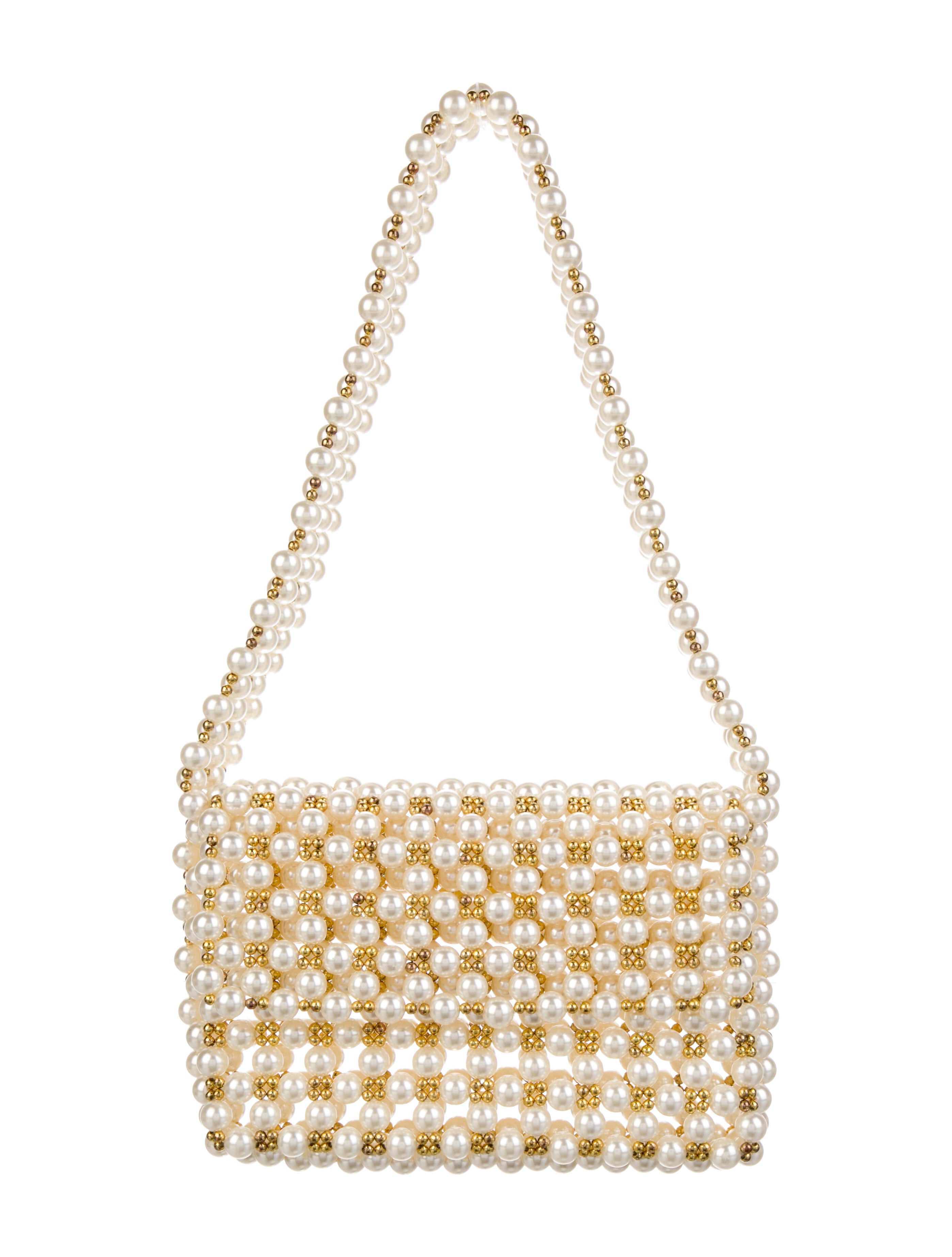 Vanina Faux Pearl Beaded Mini Bag - Gold Mini Bags, Handbags ...