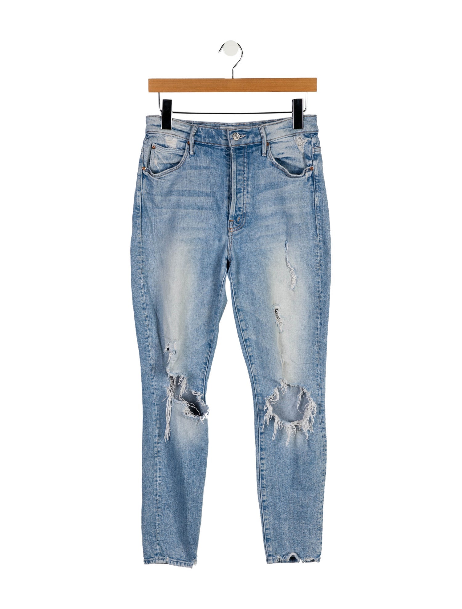 Mother High-Rise Skinny Leg Jeans - Blue, 12.25" Rise Jeans, Clothing ...