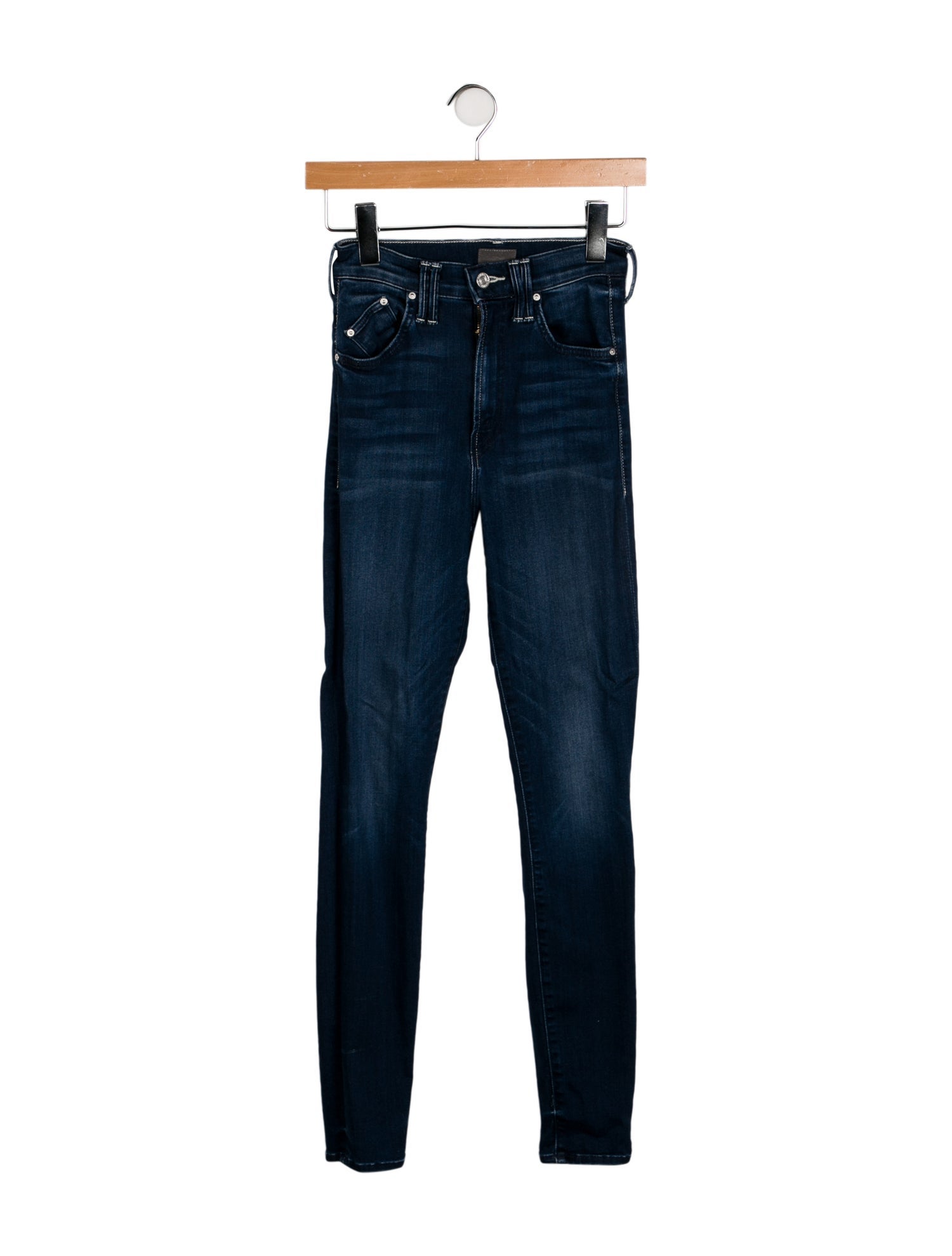 Mother High-Rise Skinny Leg Jeans - Blue, 11.25" Rise Jeans, Clothing ...