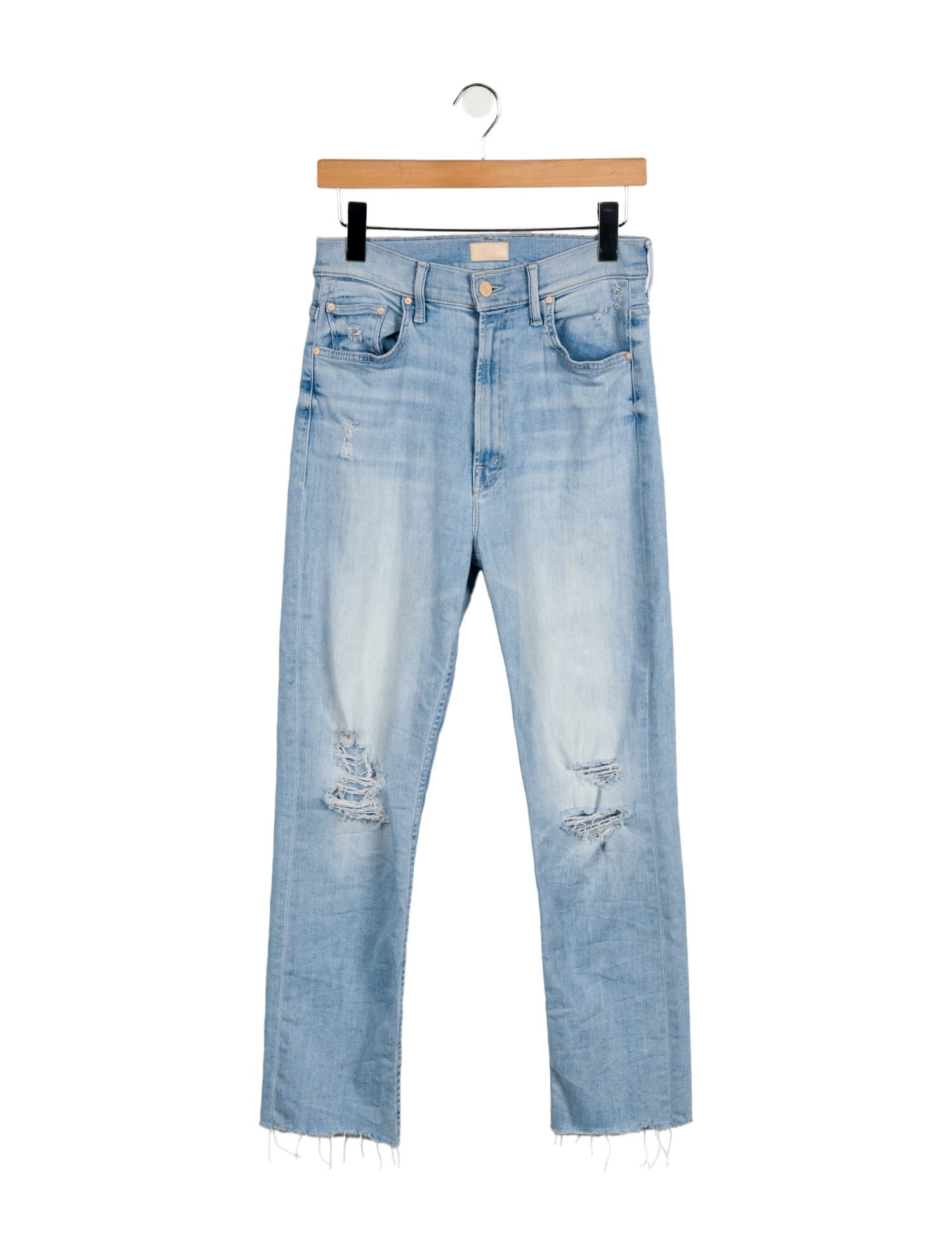 Mother High-Rise Straight Leg Jeans - Blue, 12.75" Rise Jeans, Clothing ...