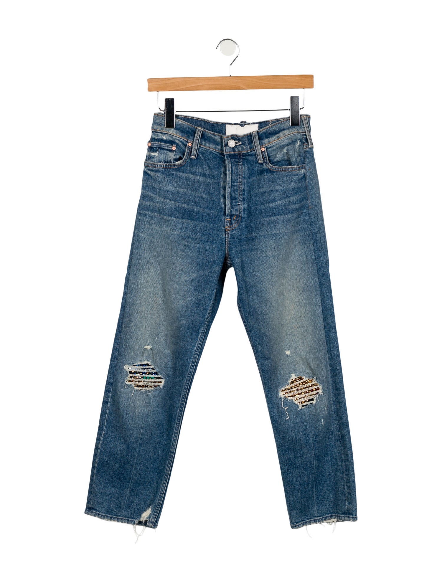 Mother High-Rise Straight Leg Jeans - Blue, 11" Rise Jeans, Clothing ...
