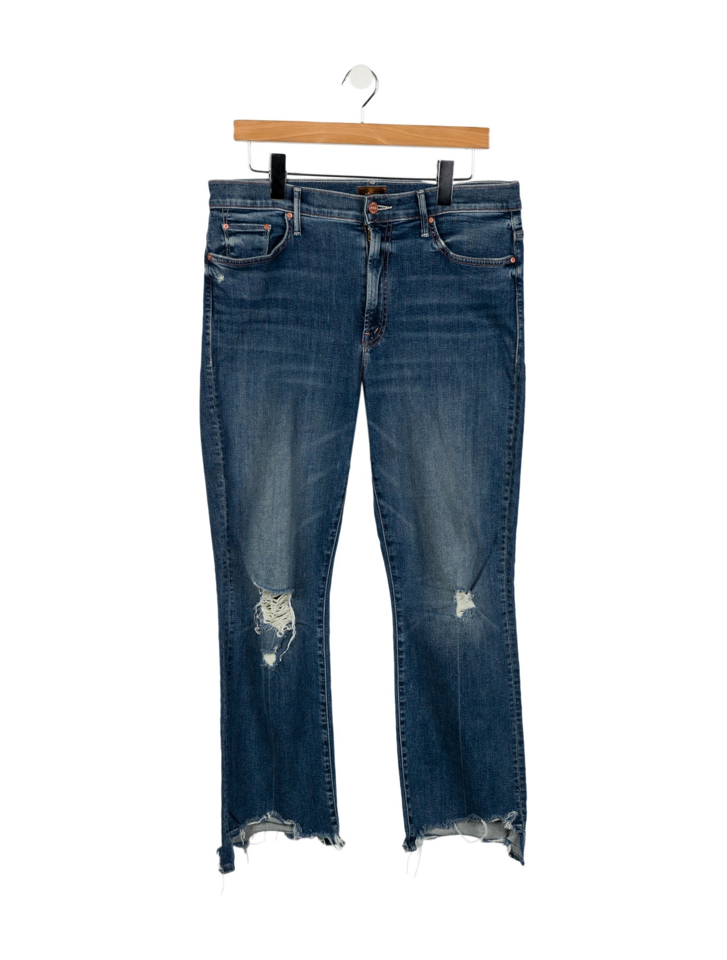 Mother High-Rise Straight Leg Jeans - Blue, 12" Rise Jeans, Clothing ...