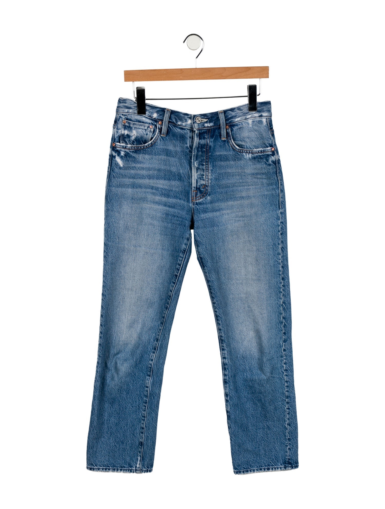 Mother High-Rise Straight Leg Jeans - Blue, 11" Rise Jeans, Clothing ...