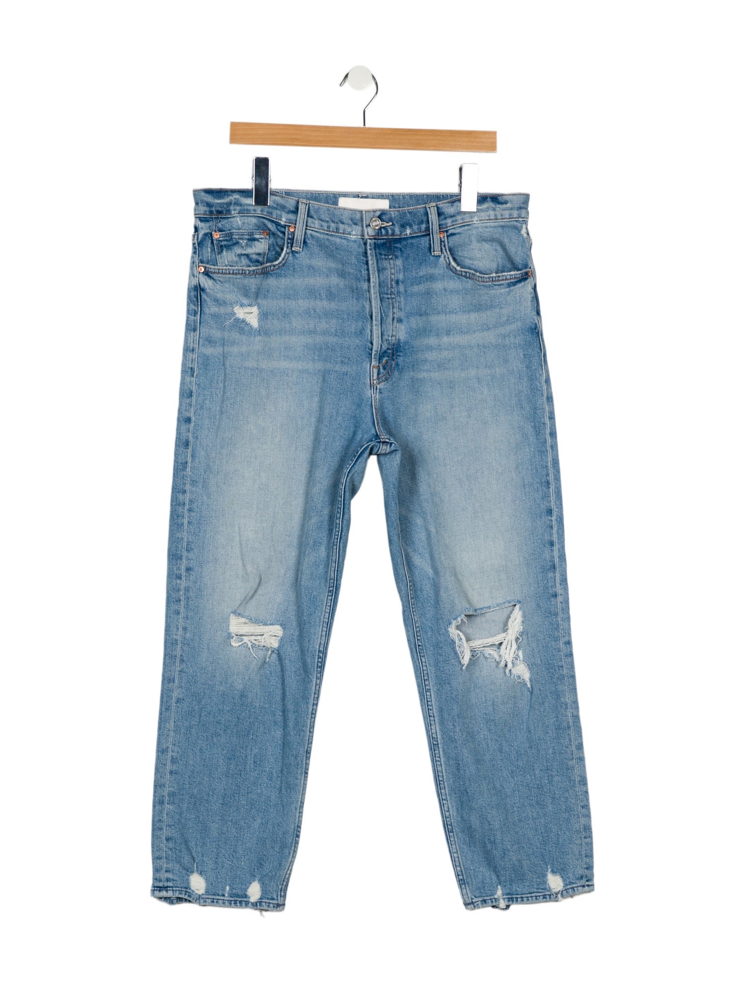 Mother High-Rise Straight Leg Jeans - Blue, 12.75" Rise Jeans, Clothing ...