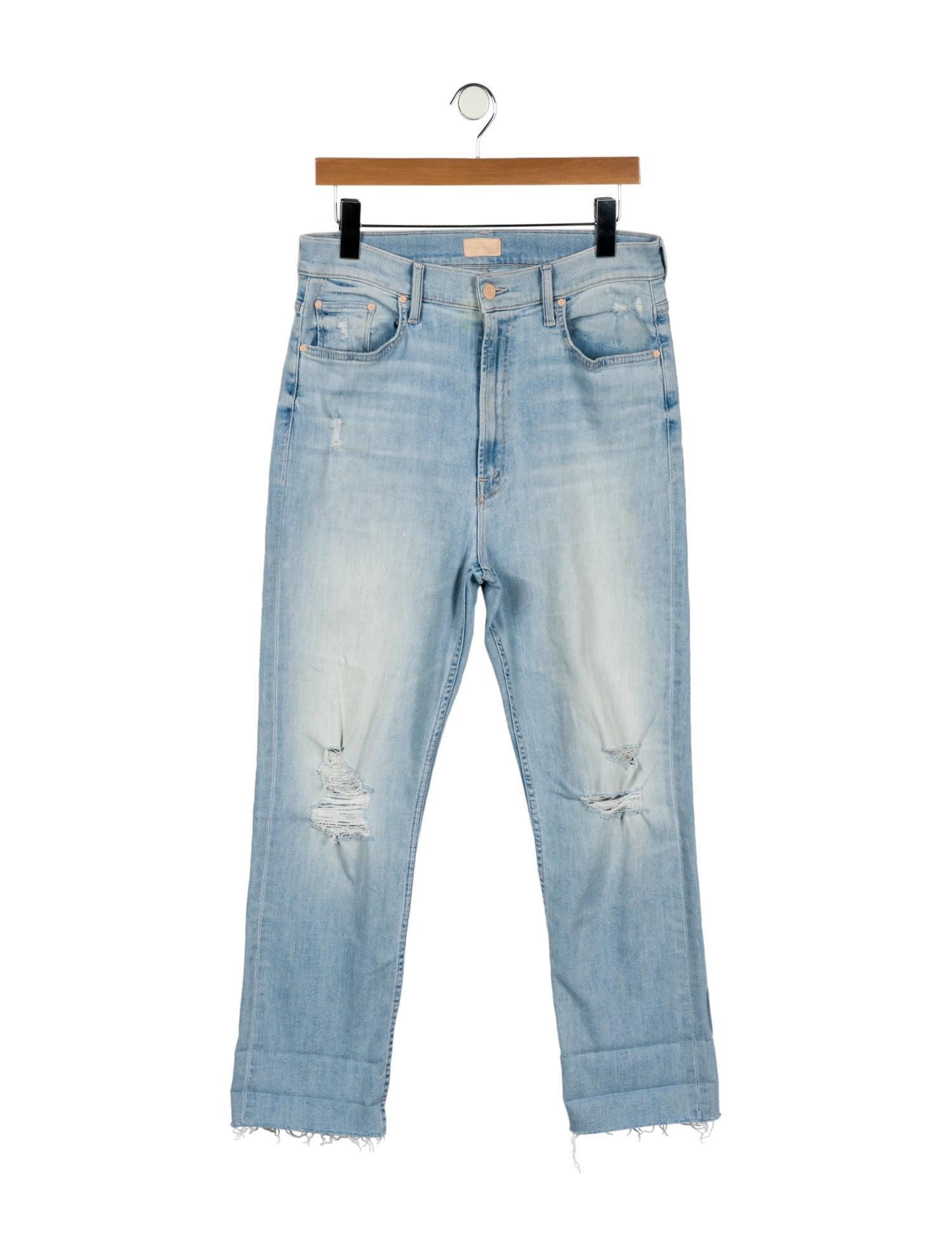 Mother High-Rise Straight Leg Jeans - Blue, 13" Rise Jeans, Clothing ...