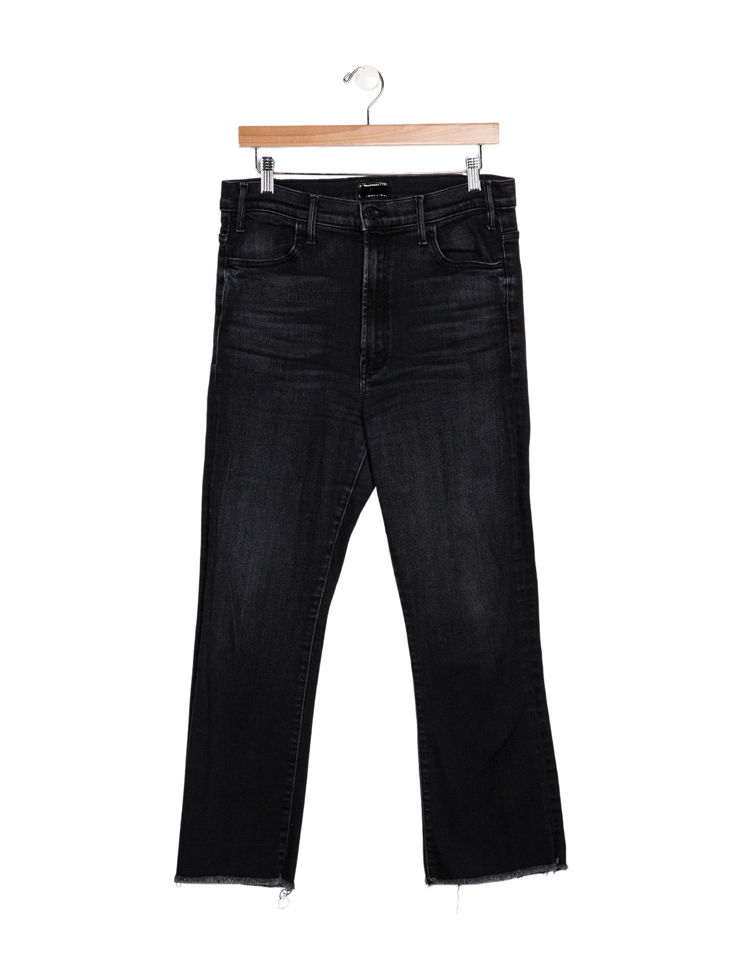 Mother High-Rise Straight Leg Jeans - Black, 11.25" Rise Jeans ...