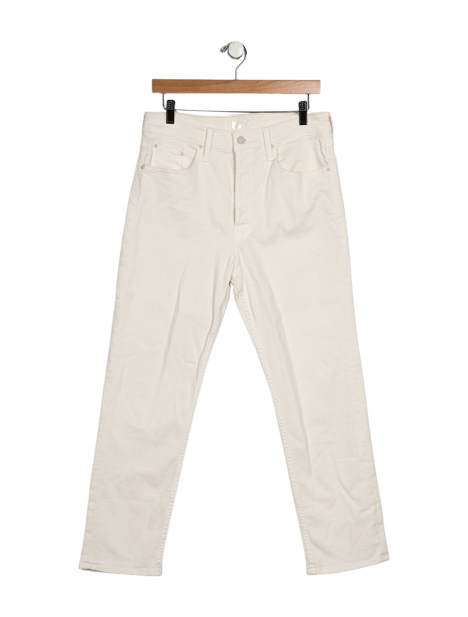Mother High-Rise Straight Leg Jeans - White, 11.75" Rise Jeans ...