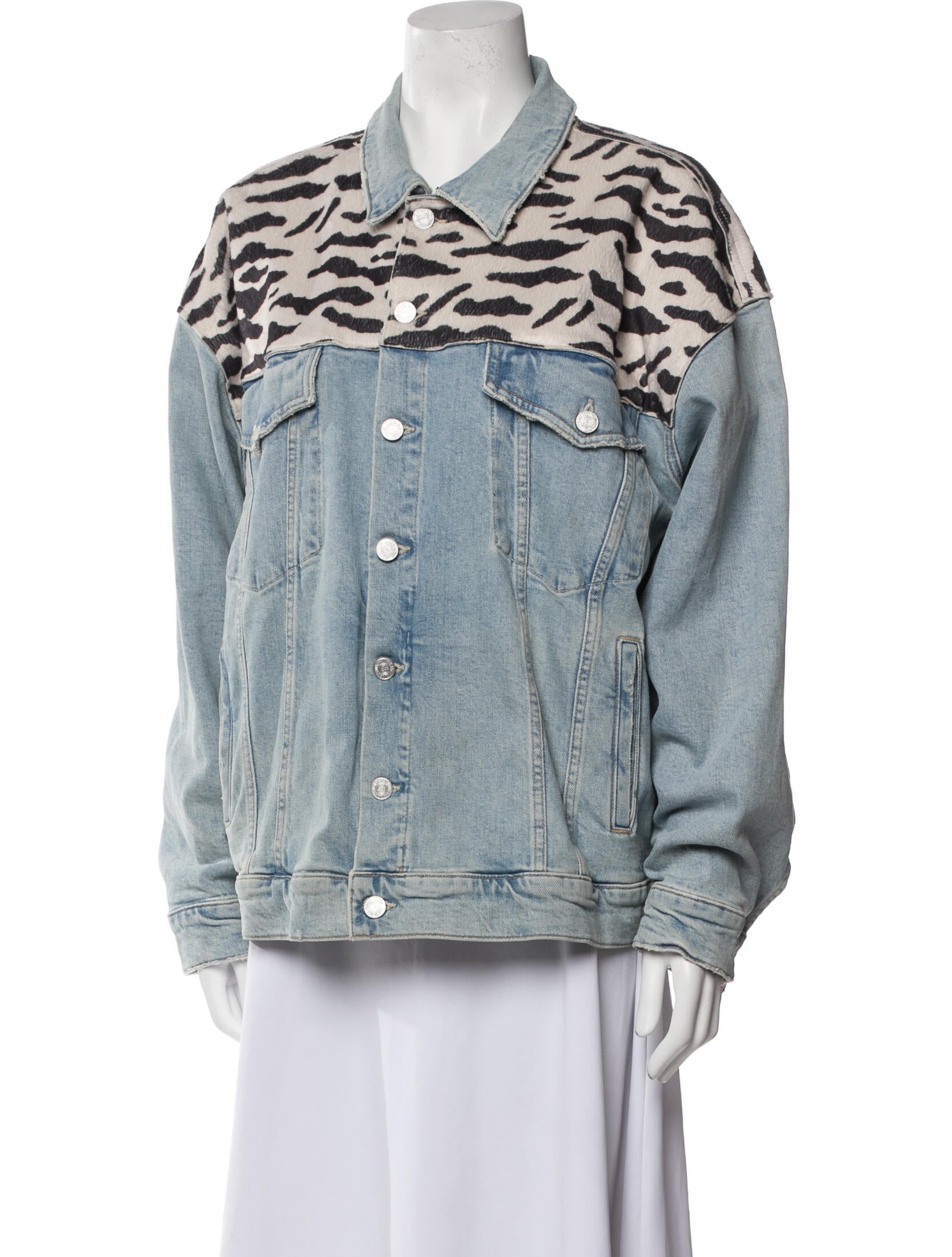 Mother Animal Print Denim Jacket - Blue Jackets, Clothing - W12191131 ...