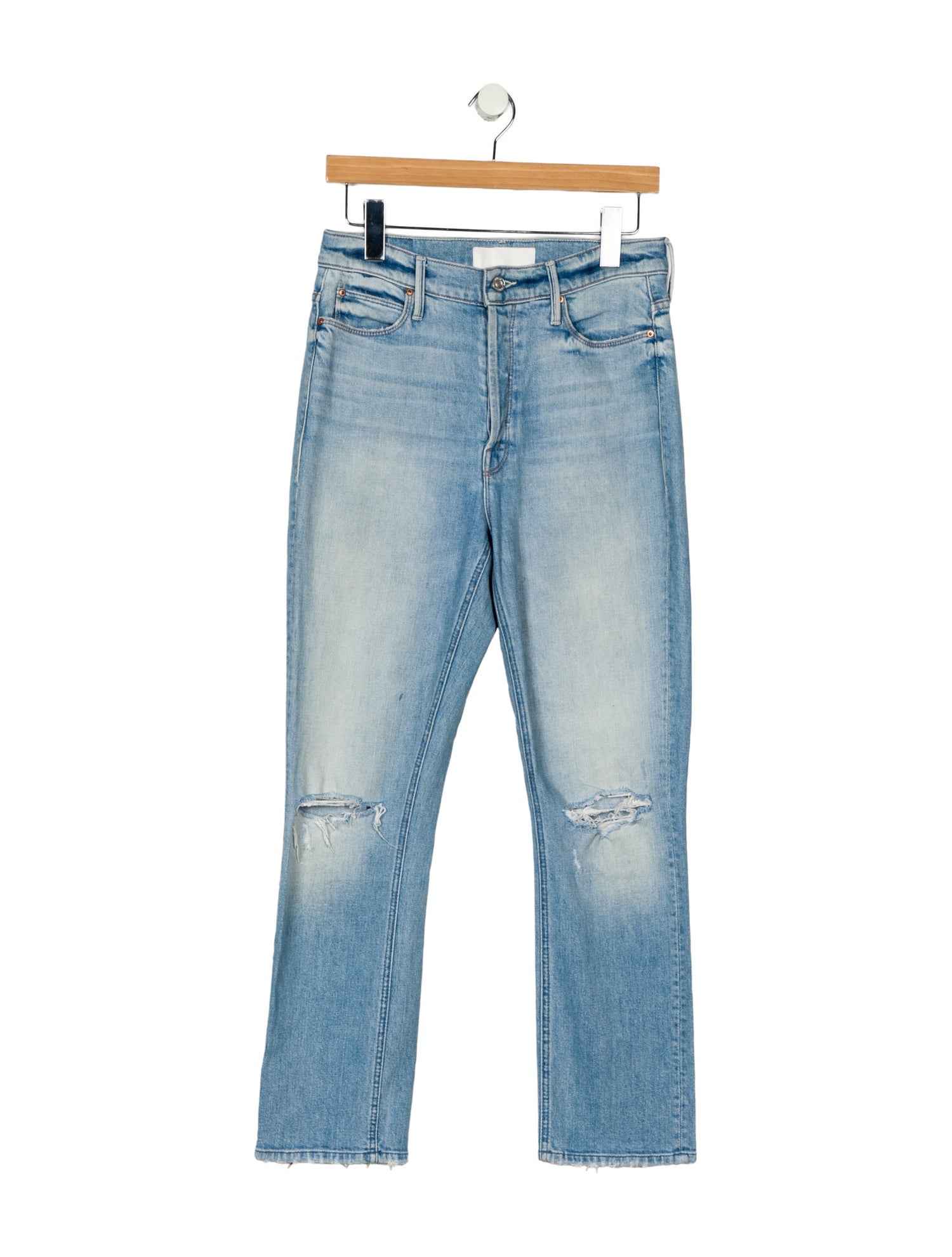 Mother High-Rise Straight Leg Jeans - Blue, 11" Rise Jeans, Clothing ...
