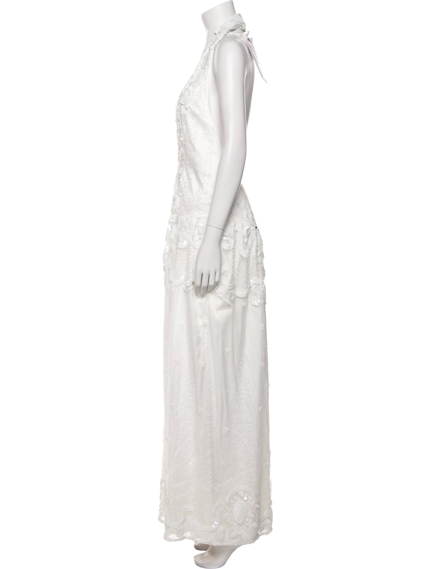 16ARLINGTON V-Neck Long Dress - White Dresses, Clothing - W16AL21987 ...