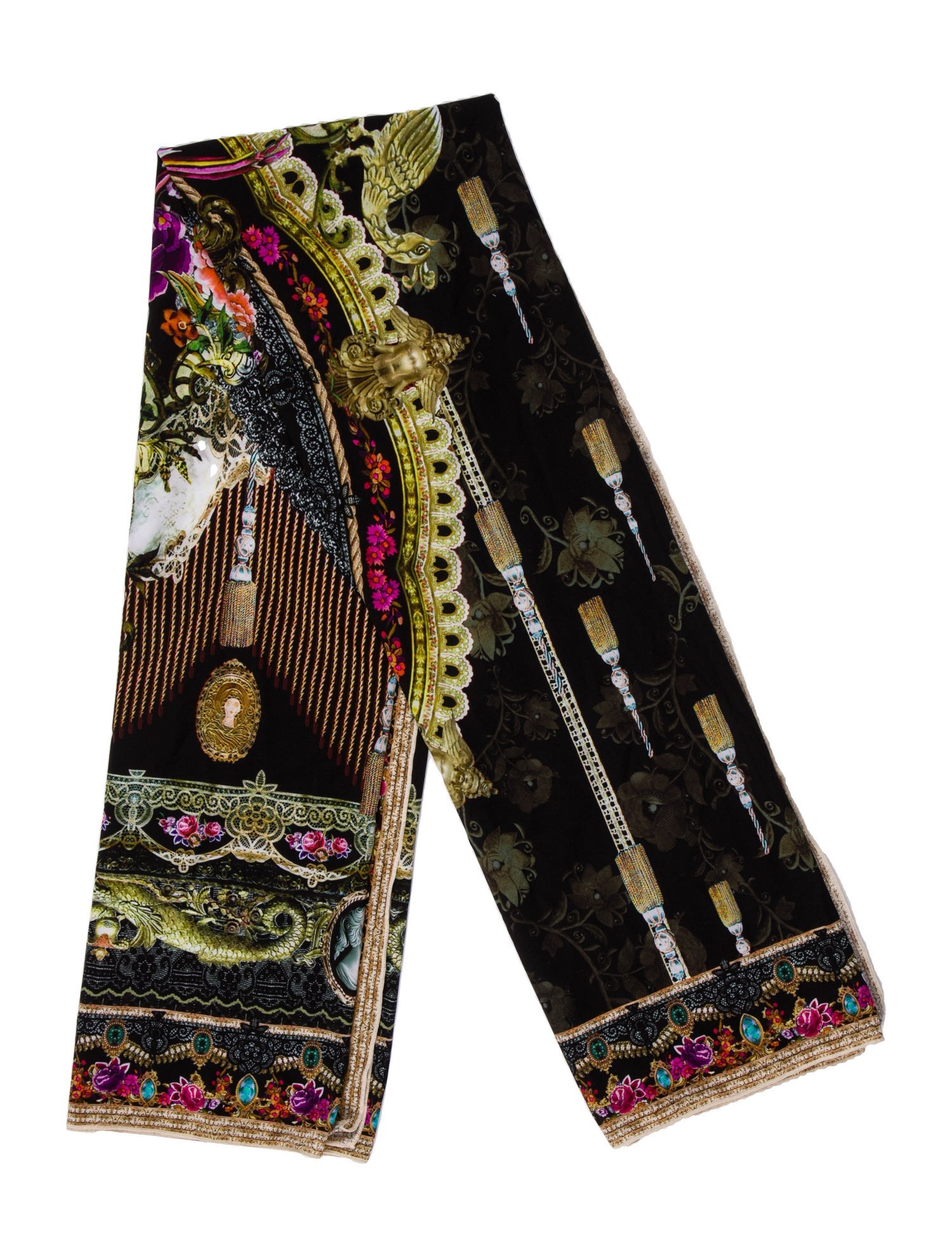 Salvatore Ferragamo Multicolor Printed Scarf - Black Scarves and Shawls ...