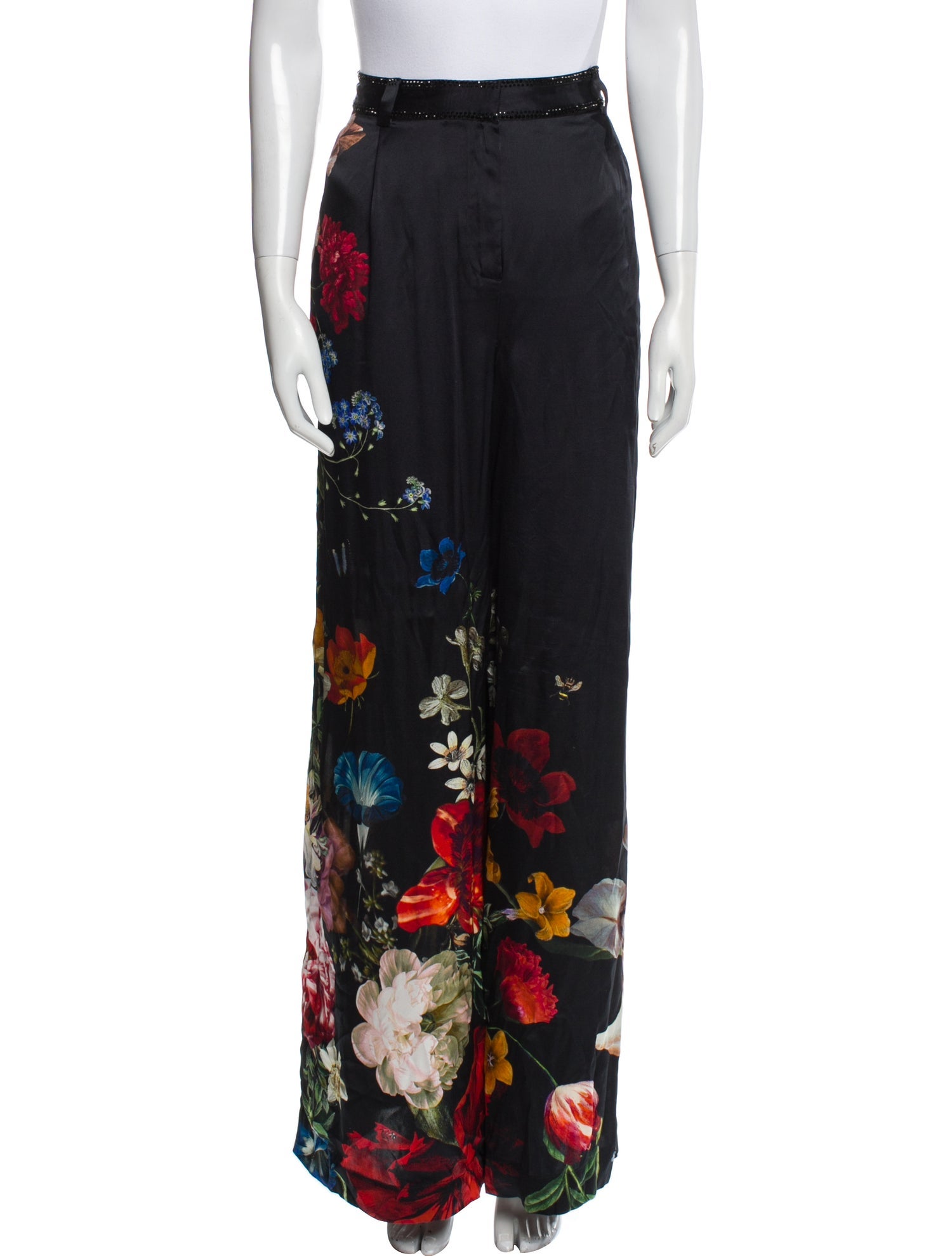 Etro Graphic Print Wide Leg Pants - Black, 13.75" Rise Pants, Clothing ...
