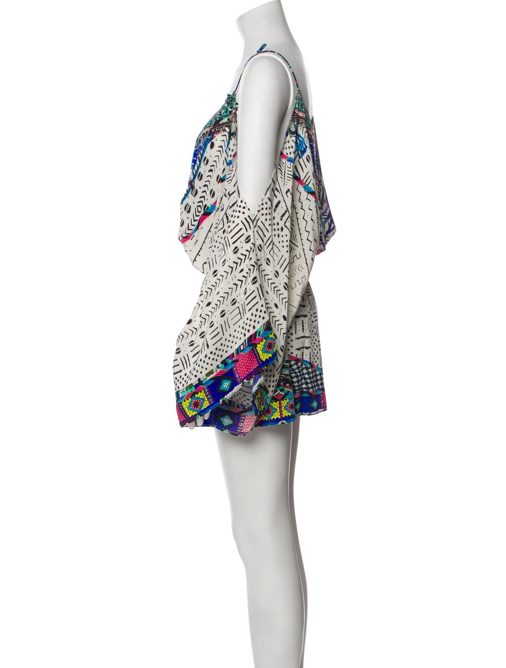 Camilla Silk Printed Romper - White, 12.5" Rise Jumpsuits and Rompers ...