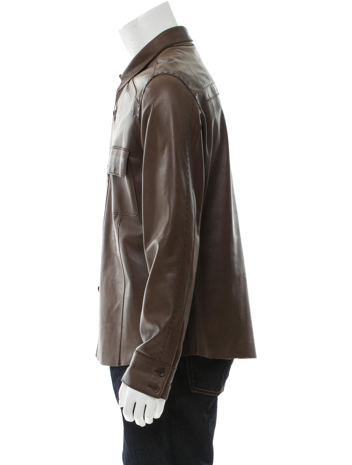 Gallotti Leather Lightweight Jacket - Brown Outerwear, Clothing ...