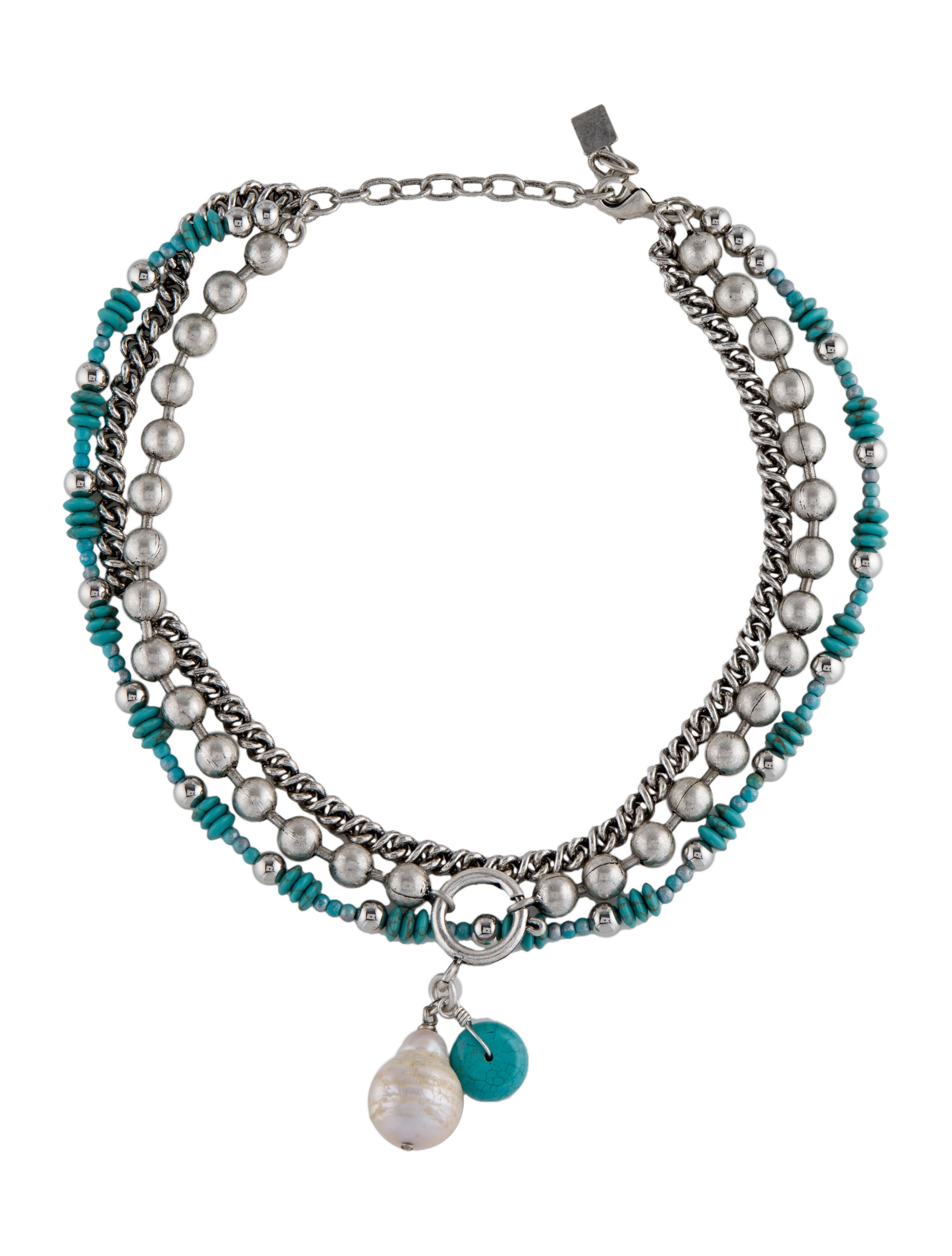 Dannijo Pearl Cecilia Bead Necklace - Blue, Silver-Tone Metal Bead Strand, Necklaces - W1J24879 ...