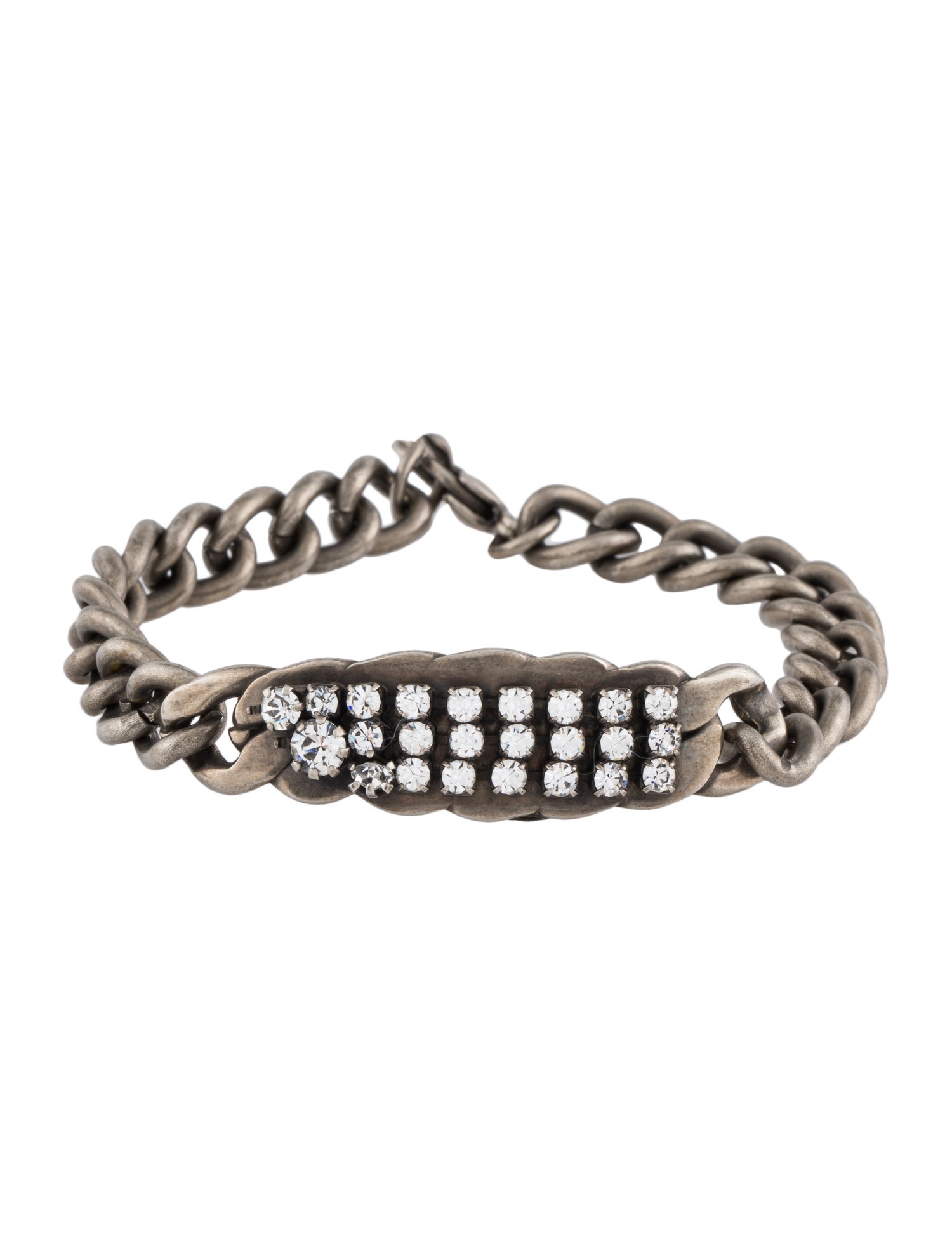 Dannijo Crystal Id Bracelet - Clear, Silver-Tone Metal Link, Bracelets - W1J26150 | The RealReal
