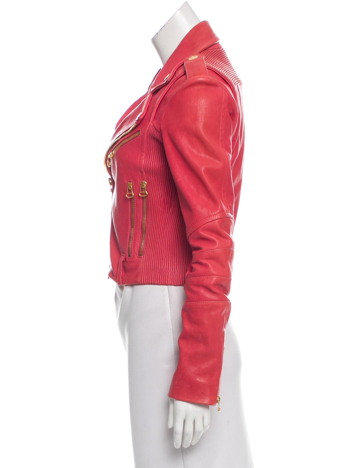 Pierre Balmain Leather Moto Jacket - Pink Jackets, Clothing - W1P21293 ...
