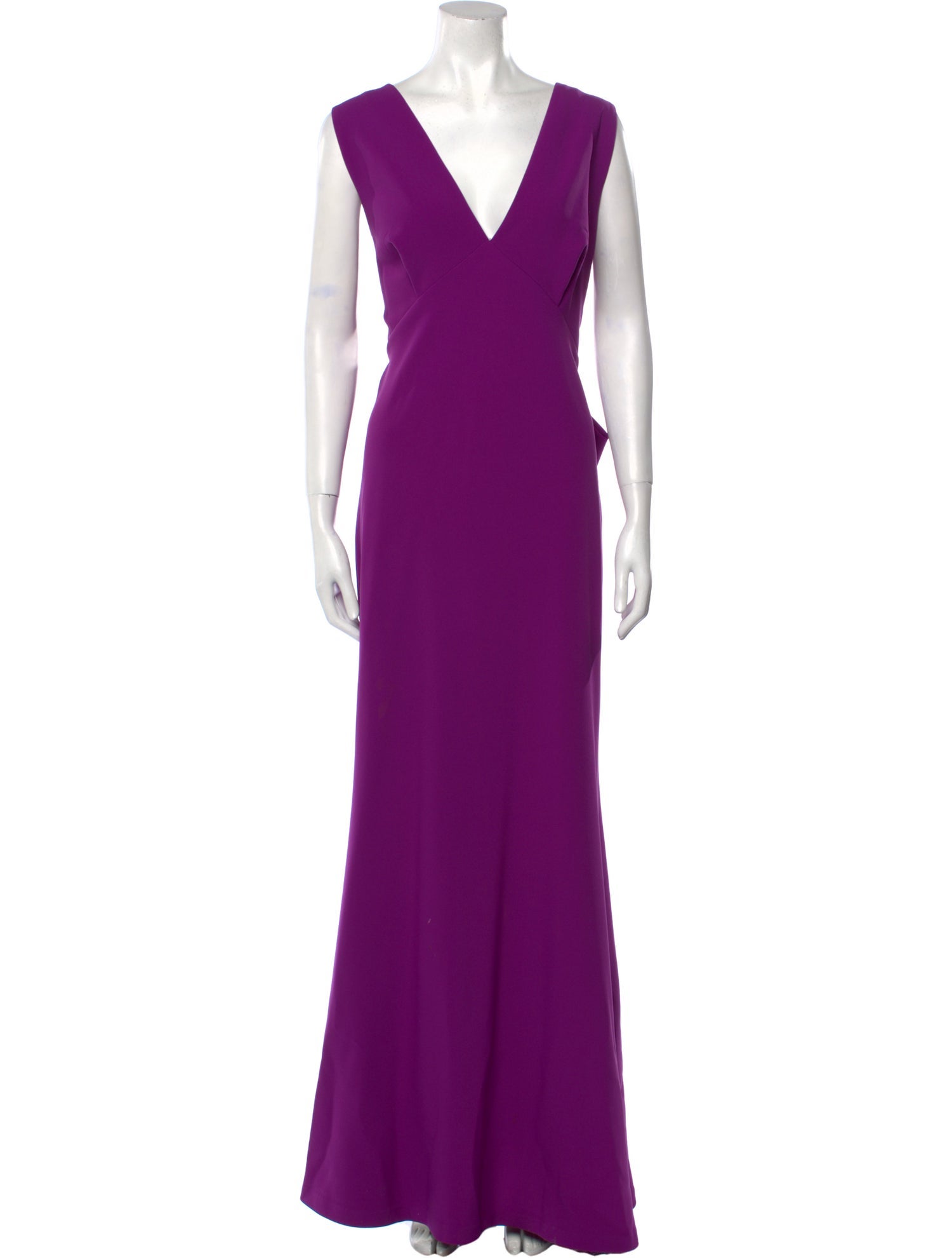 Halston Heritage Crew Neck Long Dress Purple Dresses Clothing