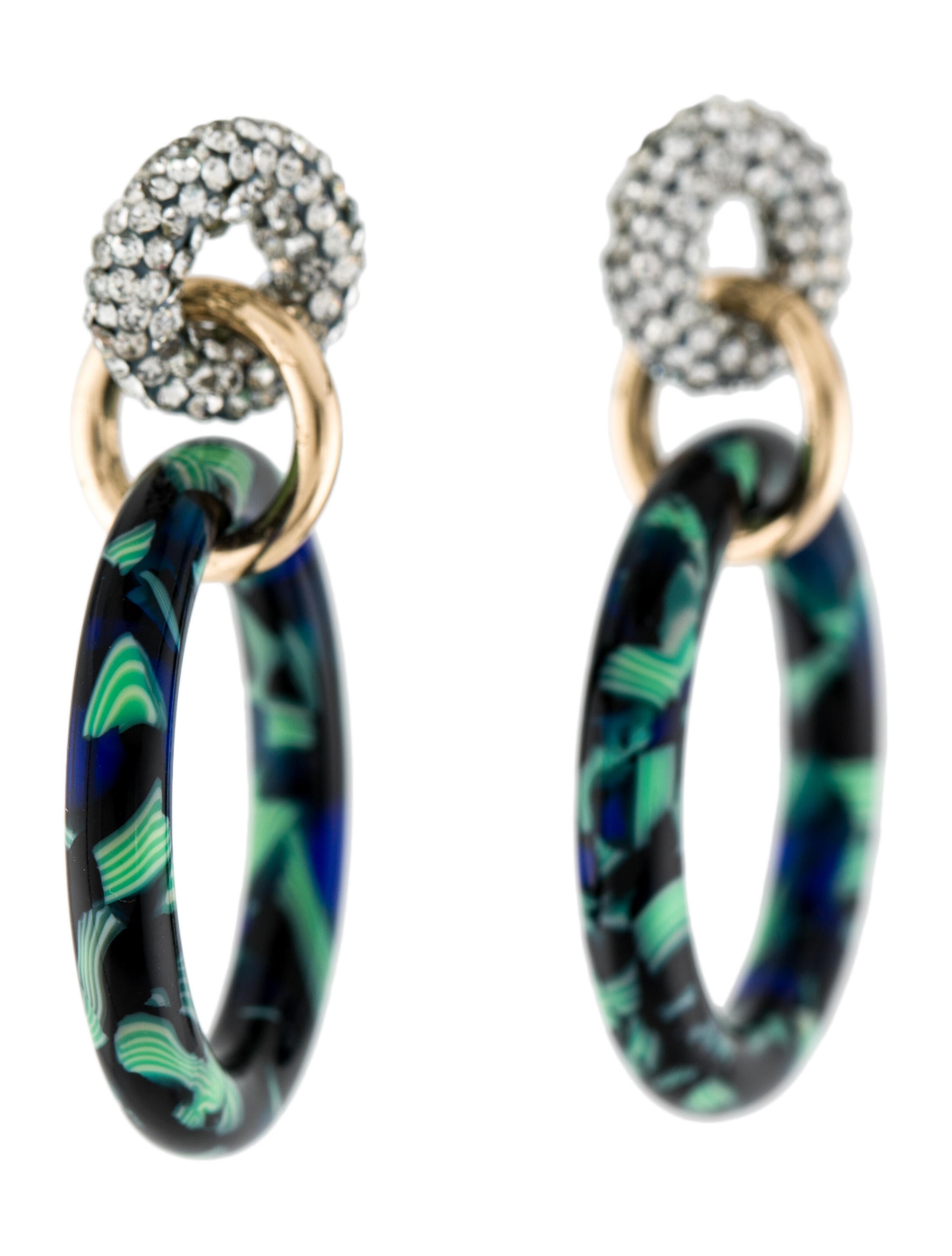 Lele Sadoughi Resin & Crystal Drop Hoop Earrings - Blue, Gold-Tone Metal Drop, Earrings ...