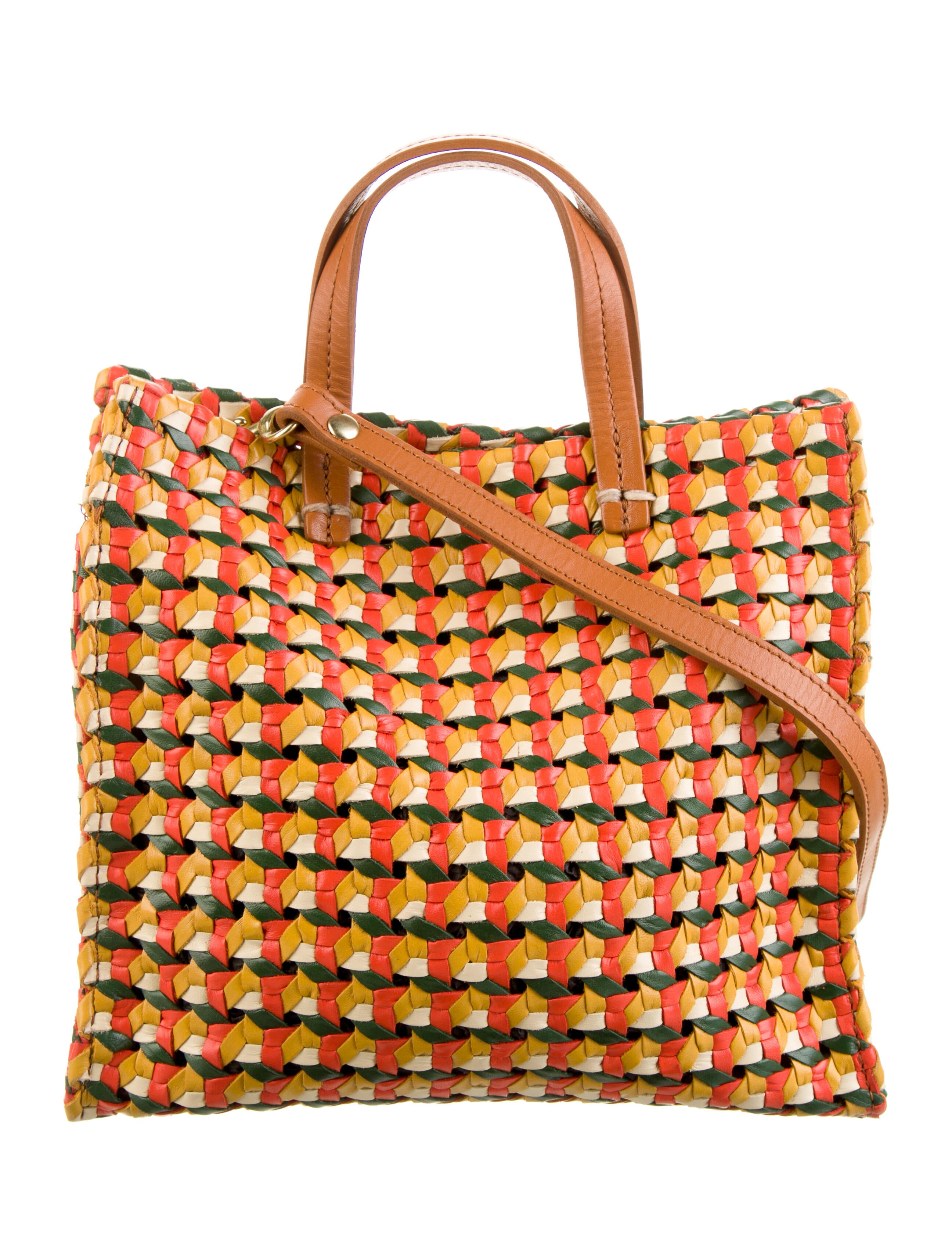 Clare V. Leather Woven Crossbody Bag - Orange Crossbody Bags, Handbags ...