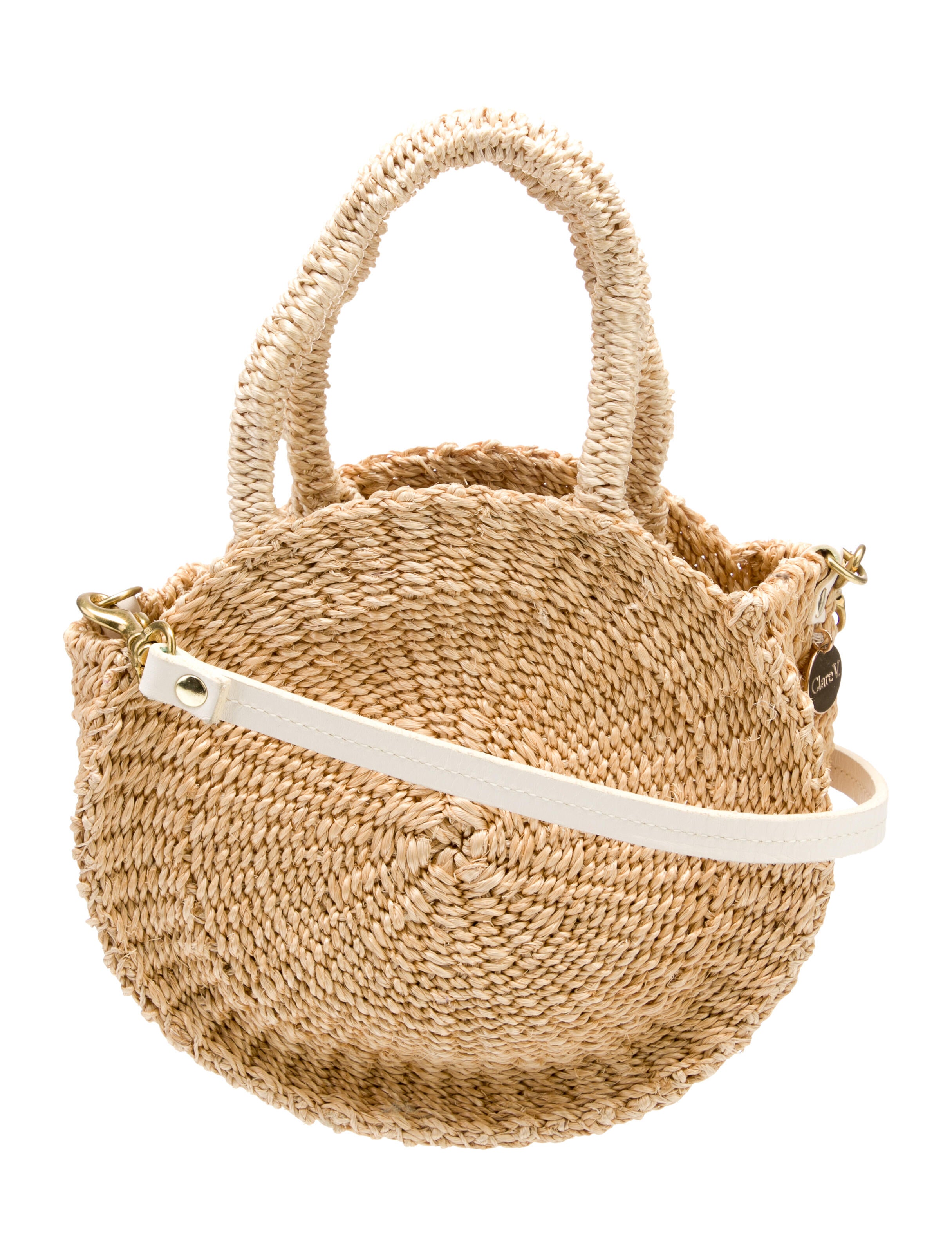 Clare V. Leather Trimmed Raffia Handle Bag - Neutrals Handle Bags ...