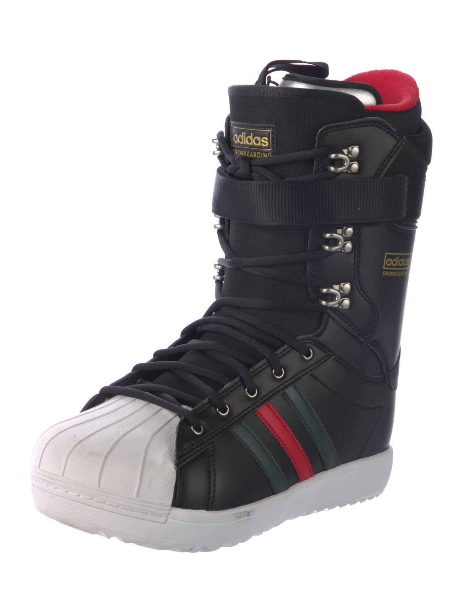 Adidas Leather Colorblock Pattern Lace-Up Boots - Black Boots, Shoes ...